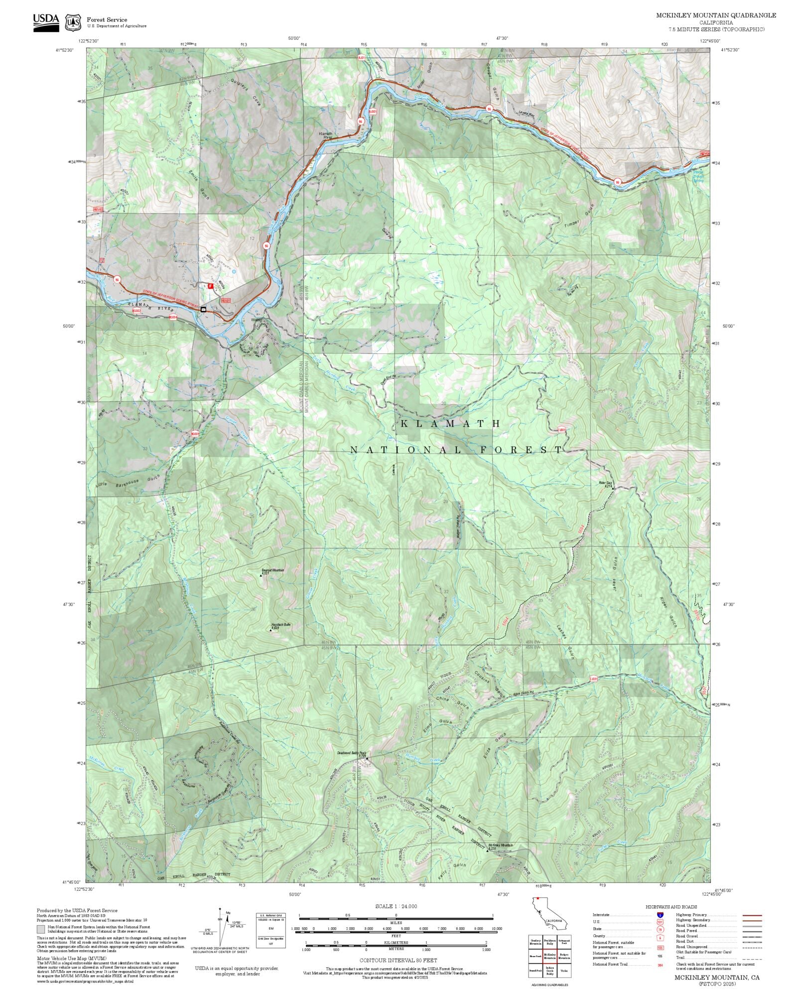 2025 Forest Service Topo Map of McKinley Mountain California – MyTopo ...