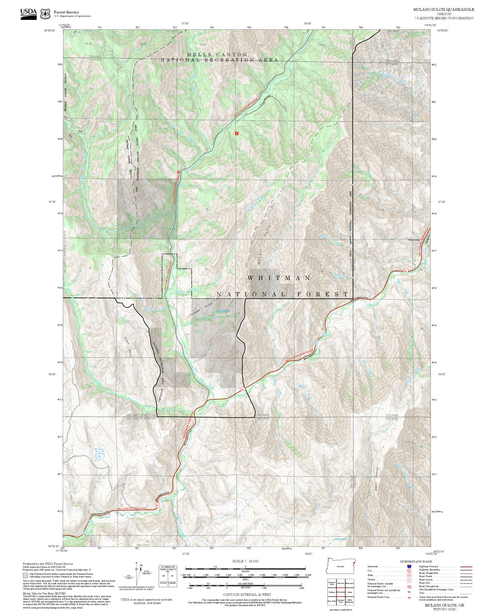 2025 Forest Service Topo Map of McLain Gulch Oregon – MyTopo Map Store