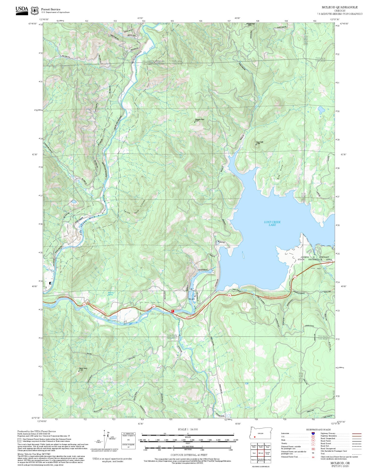 2025 Forest Service Topo Map of McLeod Oregon – MyTopo Map Store