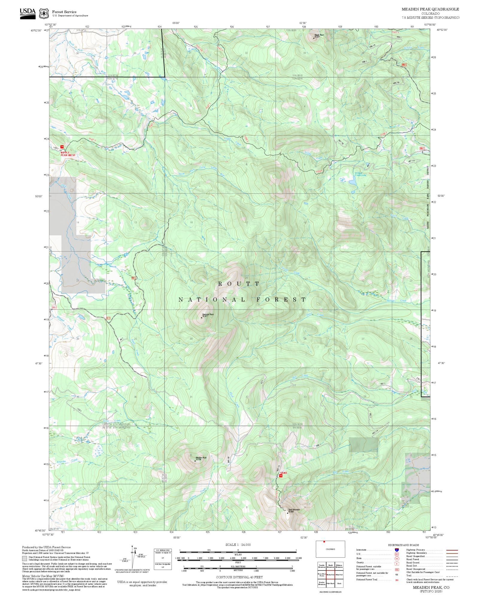 2025 Forest Service Topo Map of Meaden Peak Colorado – MyTopo Map Store
