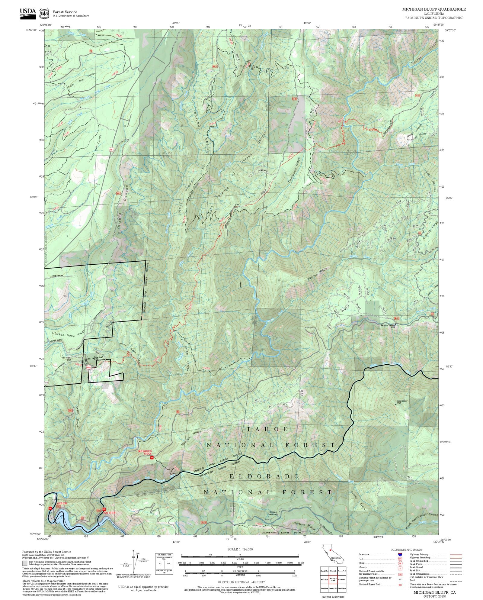 2025 Forest Service Topo Map of Michigan Bluff California – MyTopo Map ...