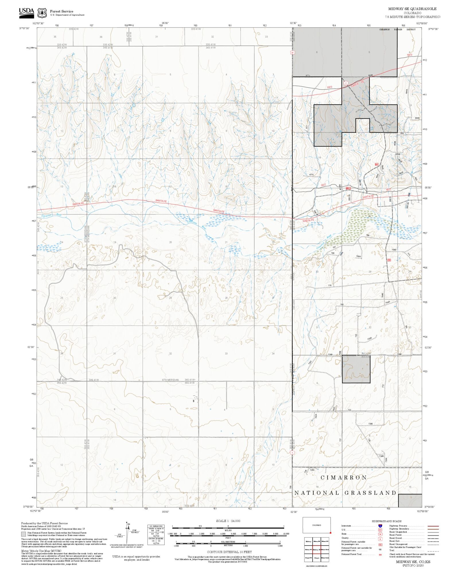 2025 Forest Service Topo Map of Midway SE Colorado – MyTopo Map Store