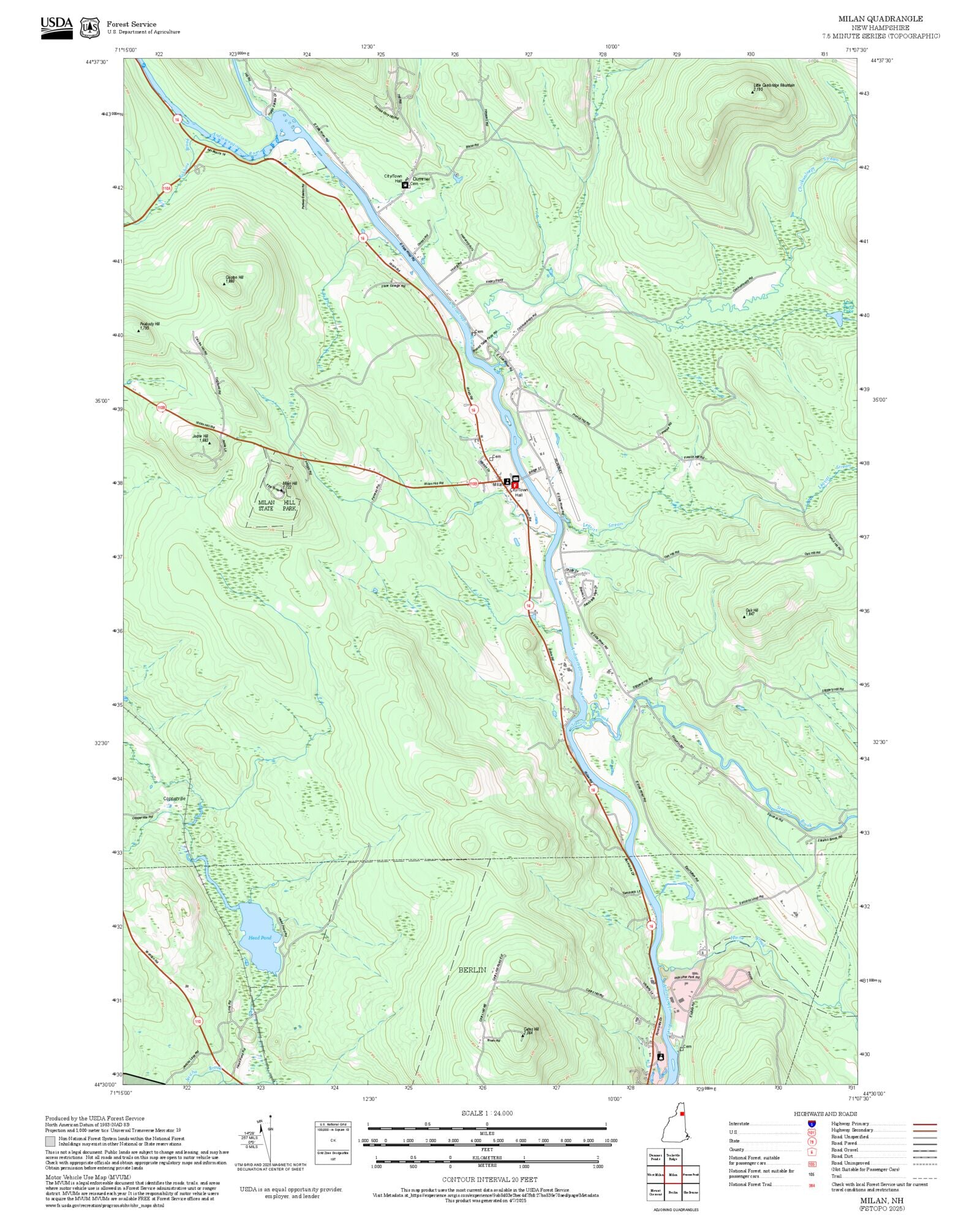 2025 Forest Service Topo Map of Milan New Hampshire – MyTopo Map Store