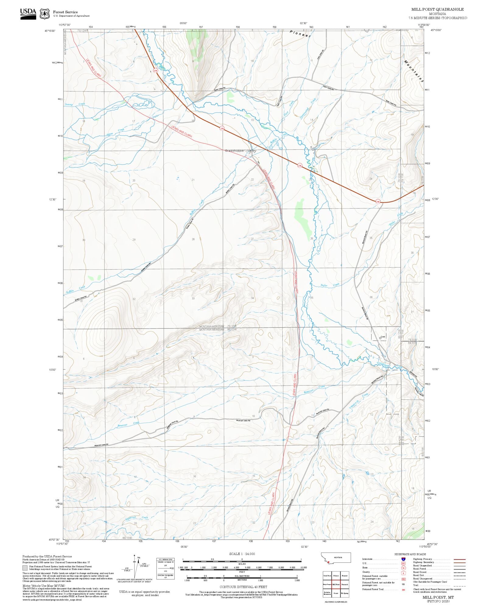 2025 Forest Service Topo Map of Mill Point Montana – MyTopo Map Store