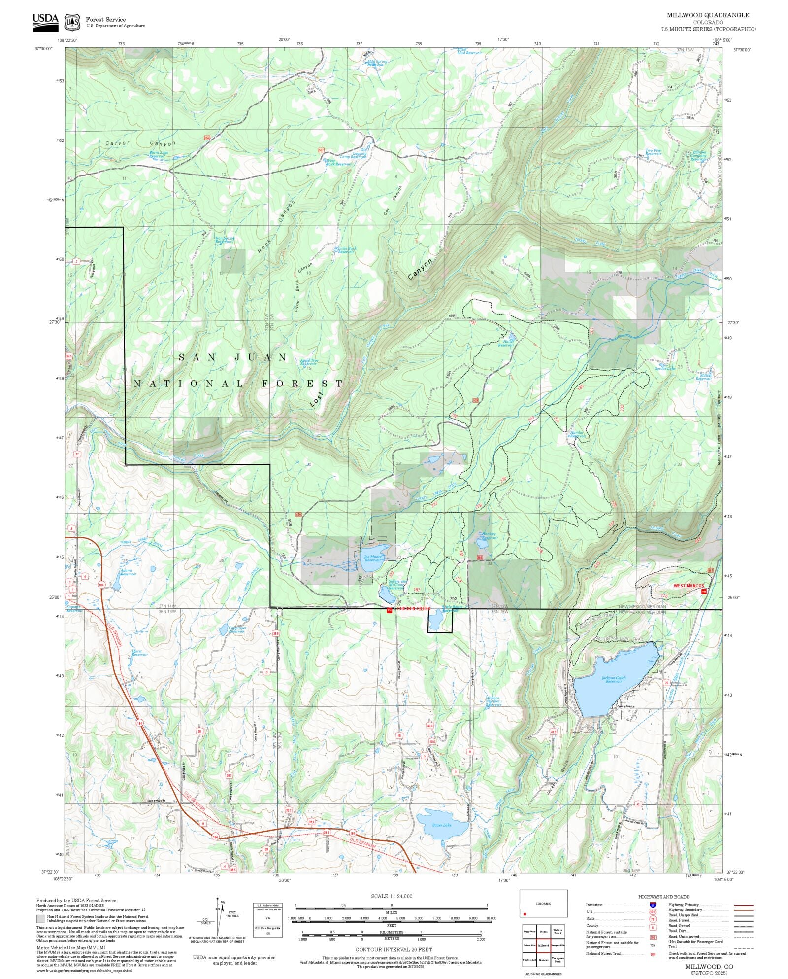 2025 Forest Service Topo Map of Millwood Colorado – MyTopo Map Store