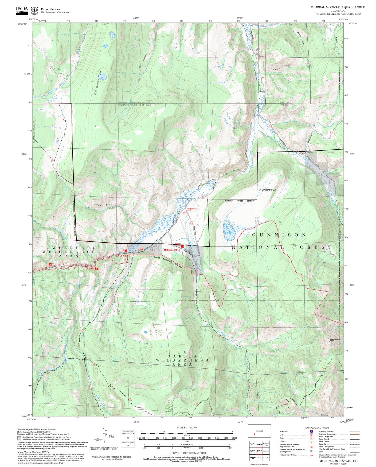2025 Forest Service Topo Map of Mineral Mountain Colorado – MyTopo Map ...