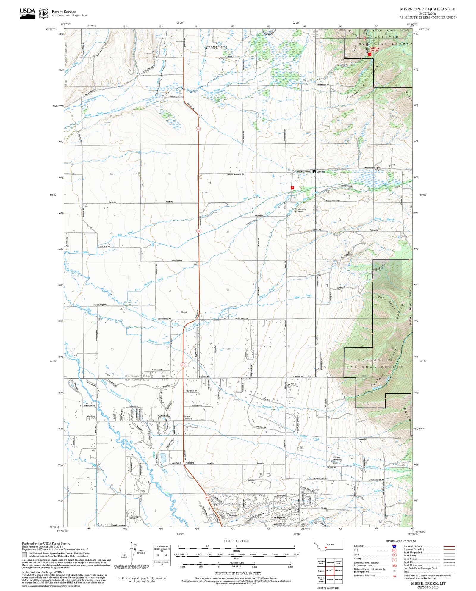 2025 Forest Service Topo Map of Miser Creek Montana – MyTopo Map Store