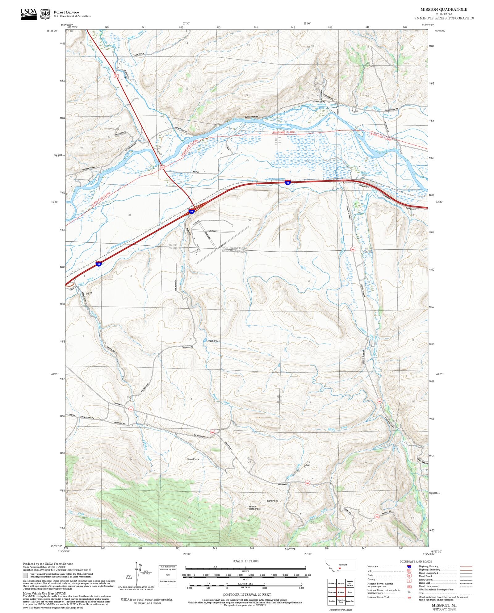 2025 Forest Service Topo Map of Mission Montana – MyTopo Map Store
