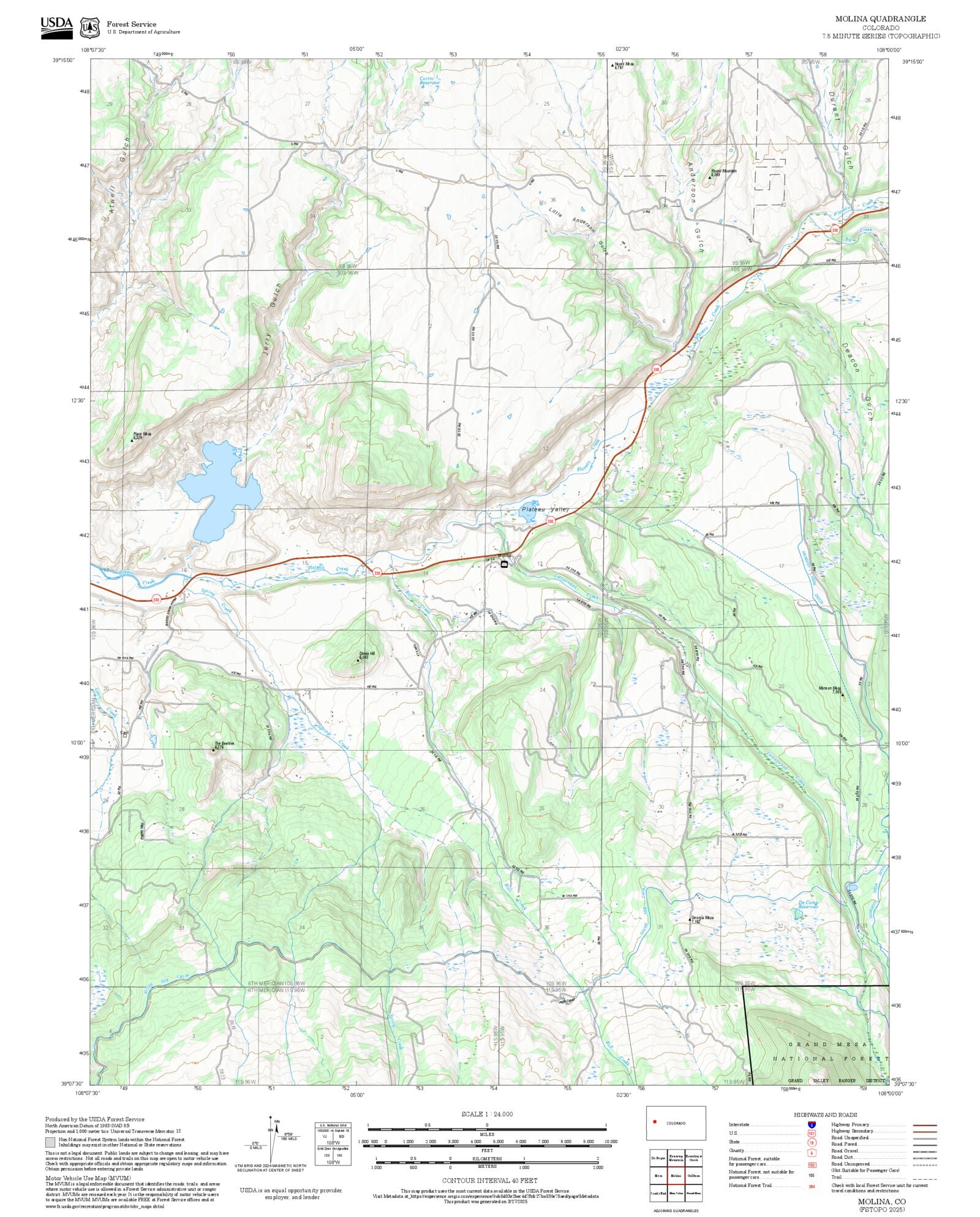 2025 Forest Service Topo Map of Molina Colorado – MyTopo Map Store
