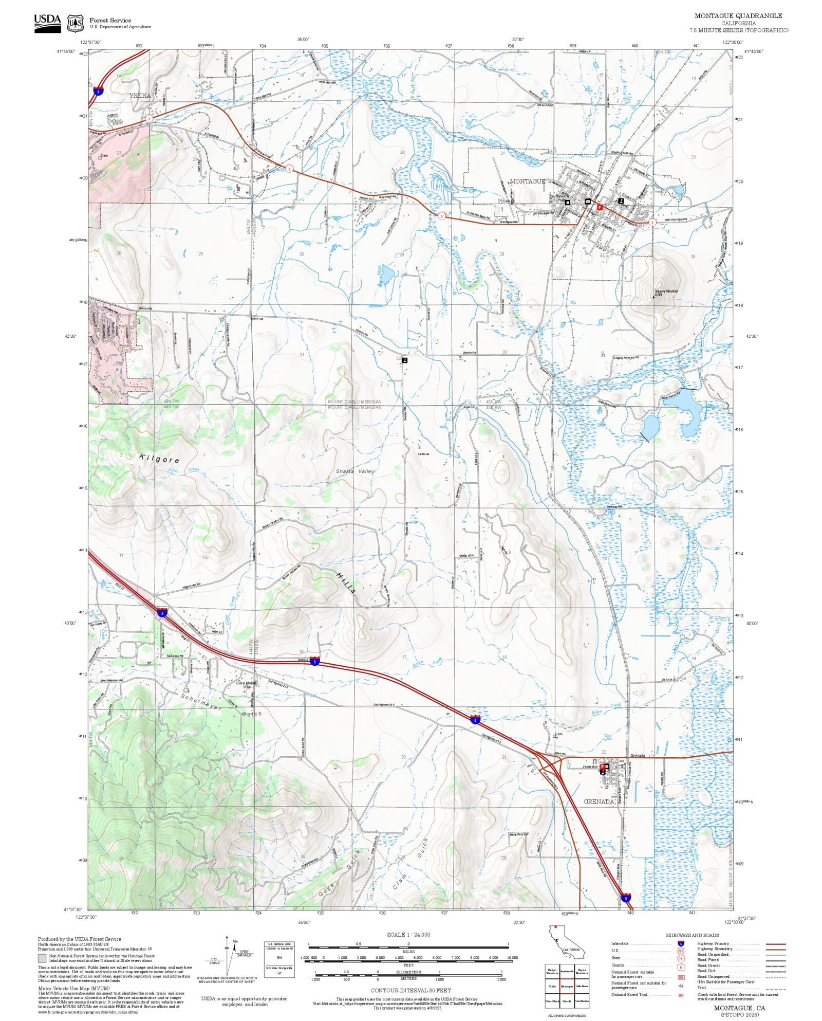 2025 Forest Service Topo Map of Montague California – MyTopo Map Store