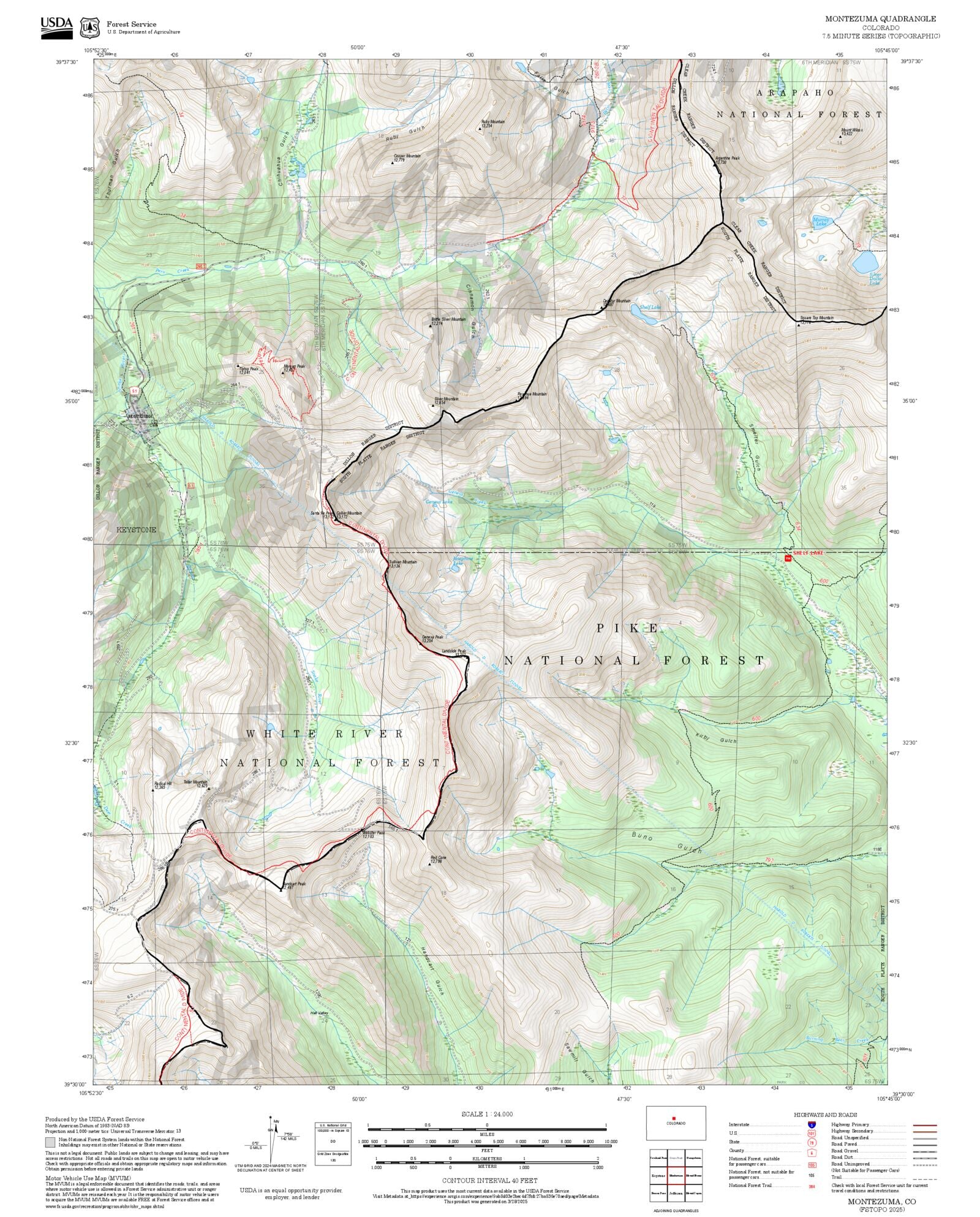 2025 Forest Service Topo Map of Montezuma Colorado – MyTopo Map Store