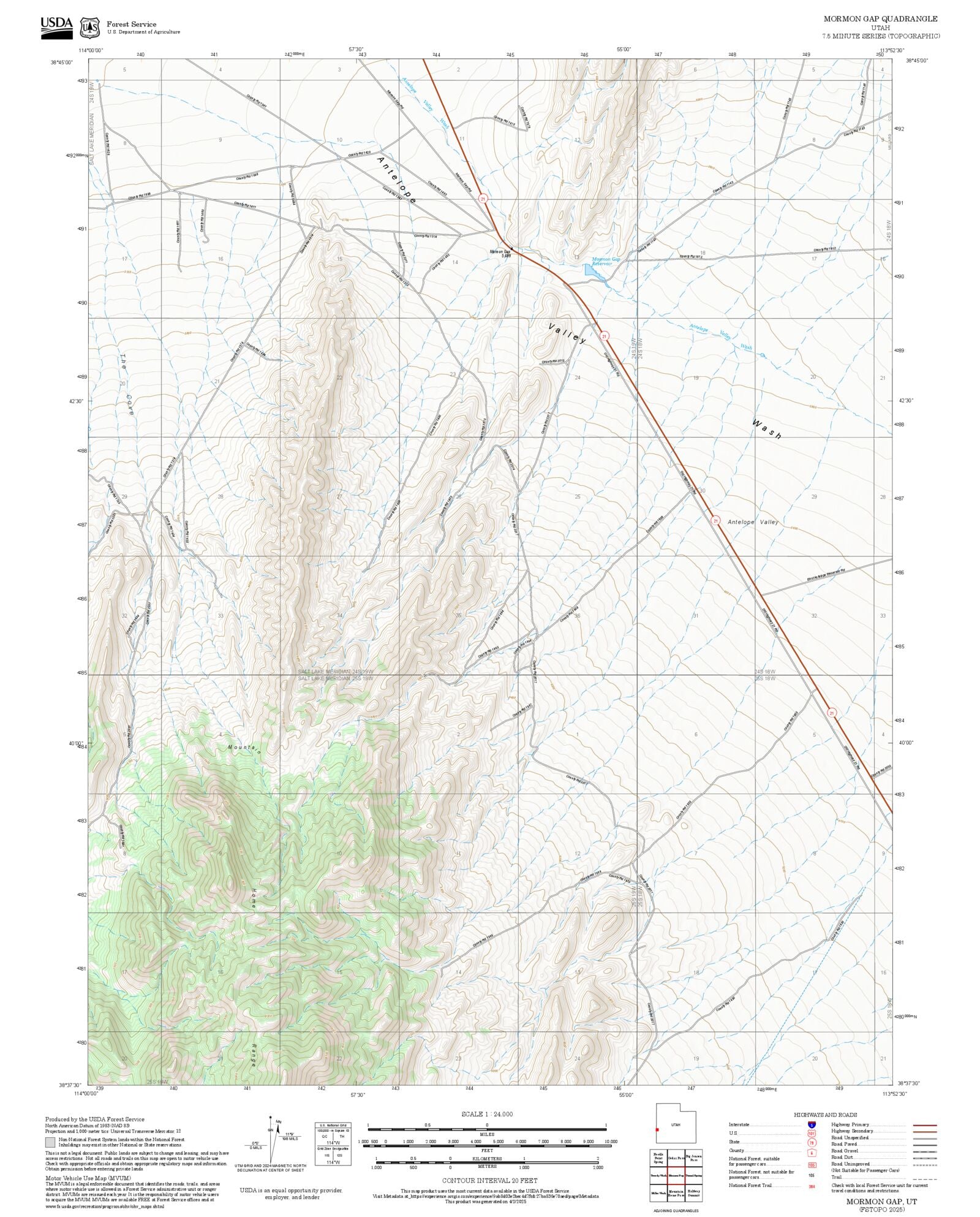 2025 Forest Service Topo Map of Mormon Gap Utah – MyTopo Map Store