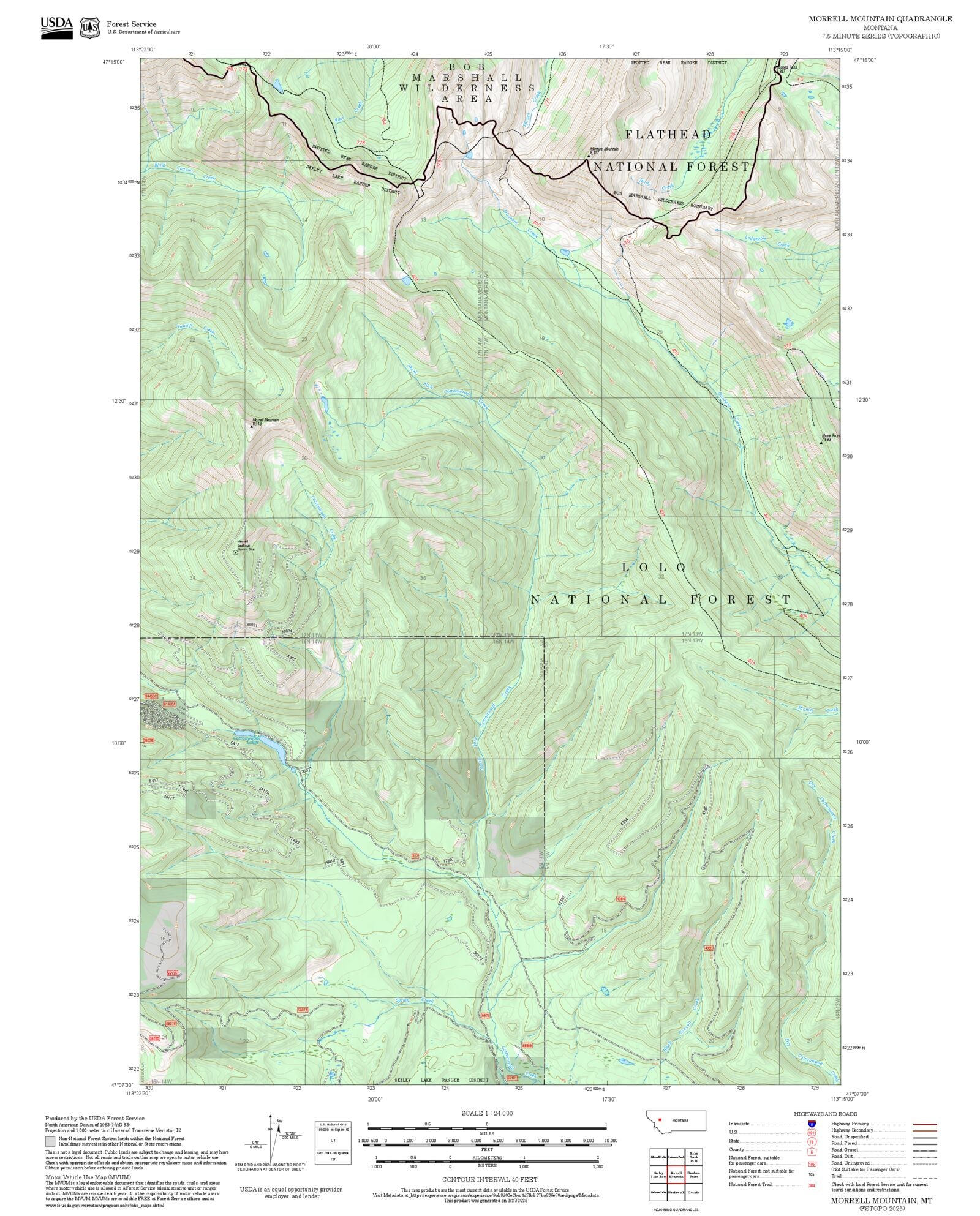 2025 Forest Service Topo Map of Morrell Mountain Montana – MyTopo Map Store