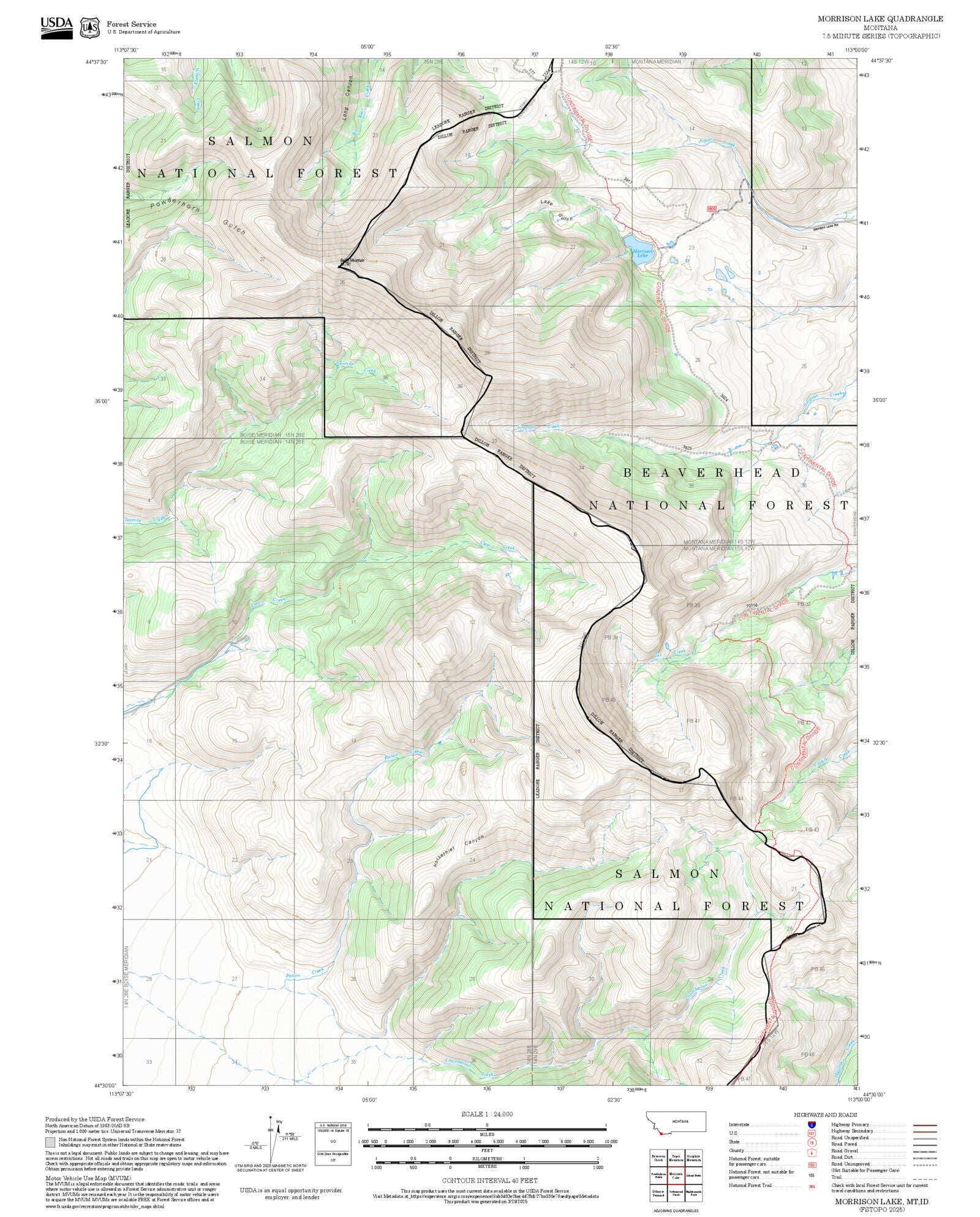 2025 Forest Service Topo Map of Morrison Lake Montana – MyTopo Map Store