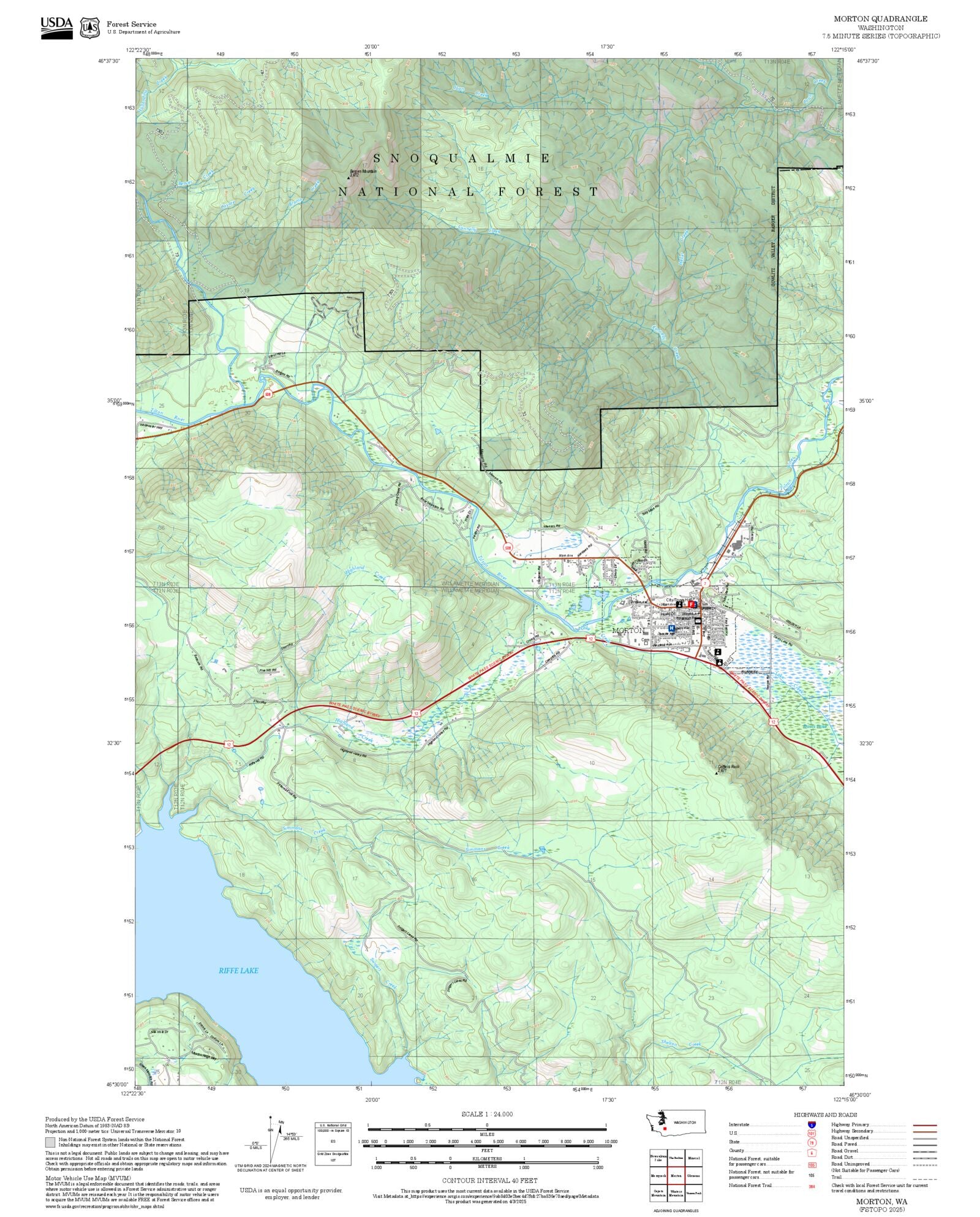 2025 Forest Service Topo Map of Morton Washington – MyTopo Map Store