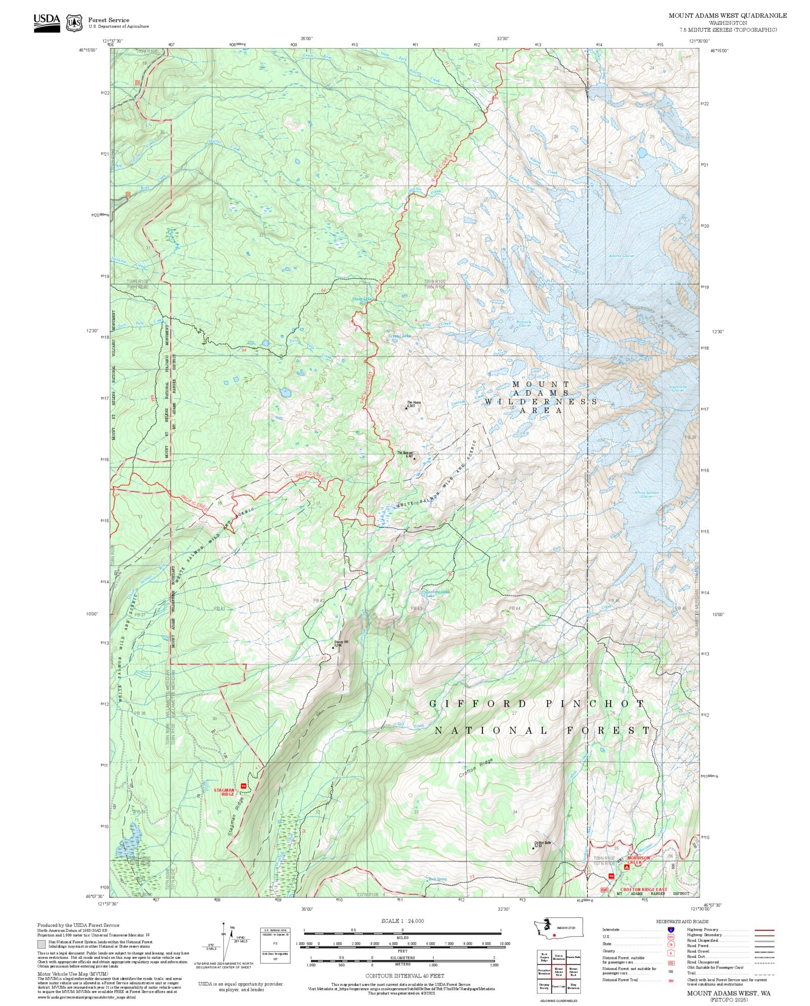 2025 Forest Service Topo Map of Mount Adams West Washington – MyTopo ...