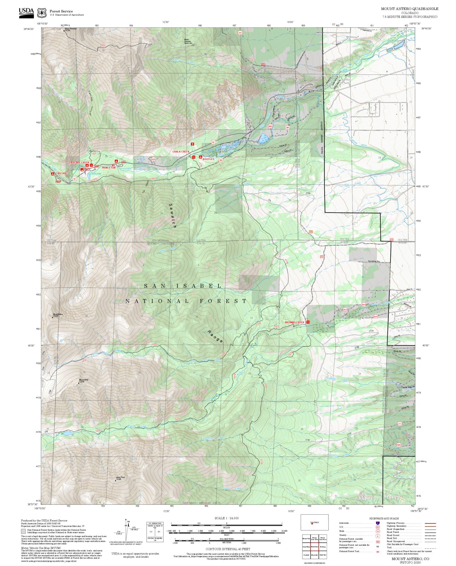 2025 Forest Service Topo Map of Mount Antero Colorado – MyTopo Map Store