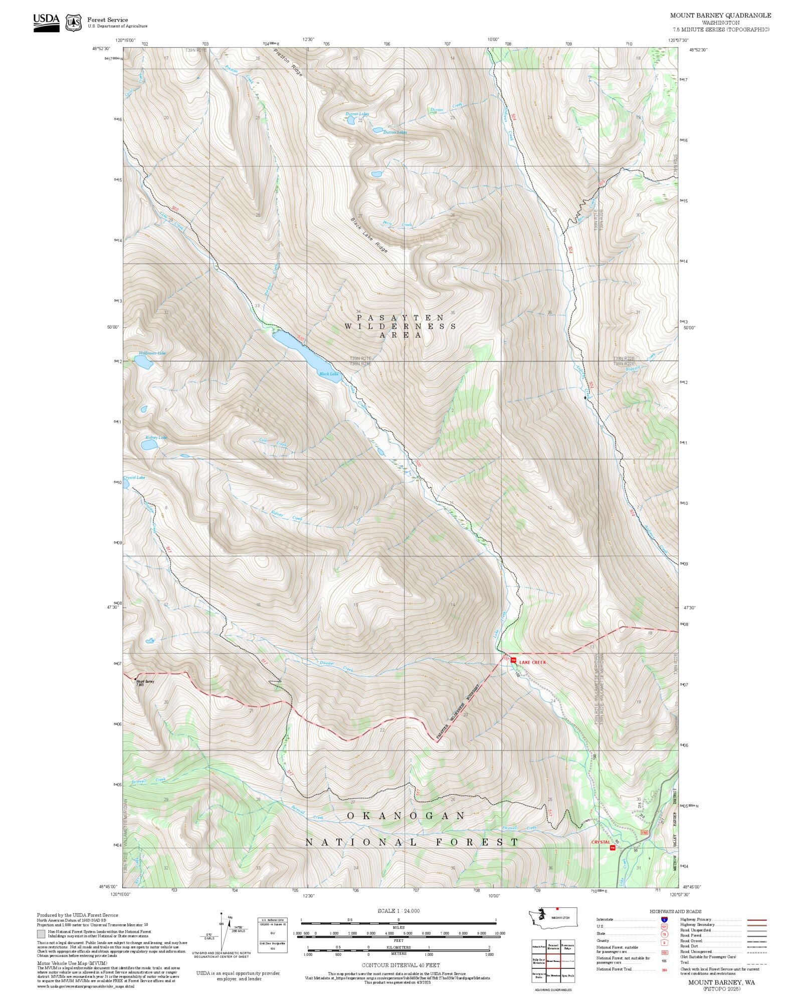 2025 Forest Service Topo Map of Mount Barney Washington – MyTopo Map Store