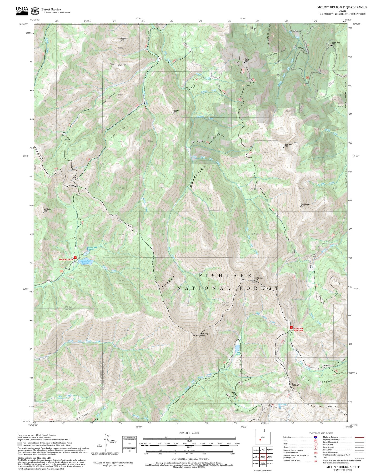 2025 Forest Service Topo Map of Mount Belknap Utah – MyTopo Map Store