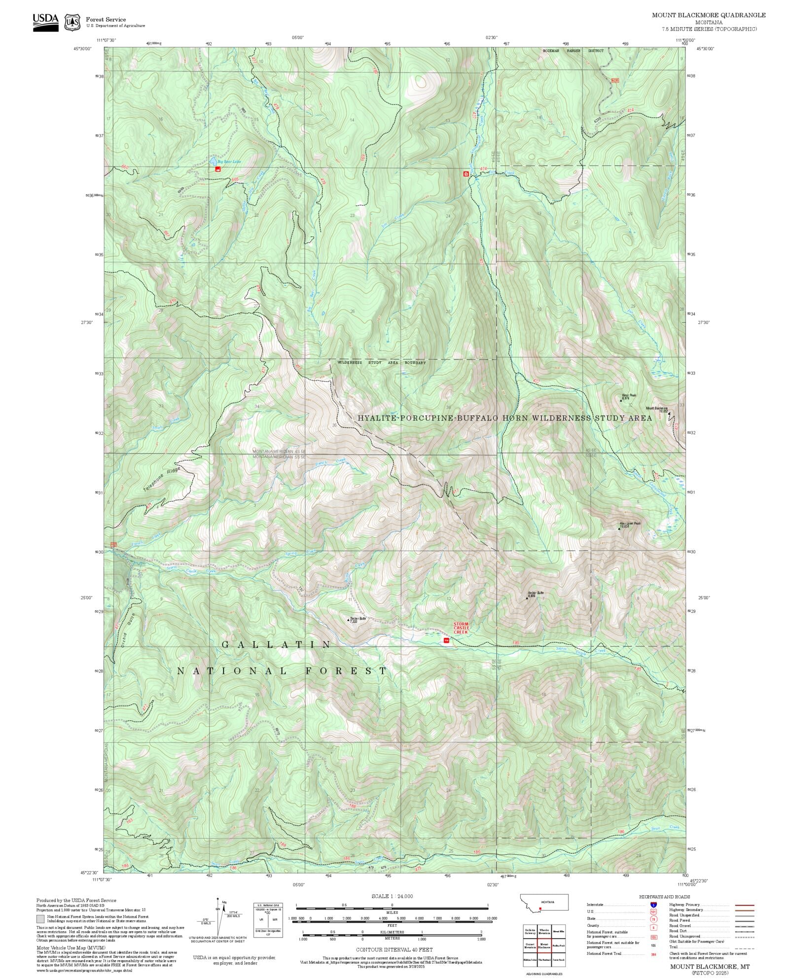 2025 Forest Service Topo Map of Mount Blackmore Montana – MyTopo Map Store