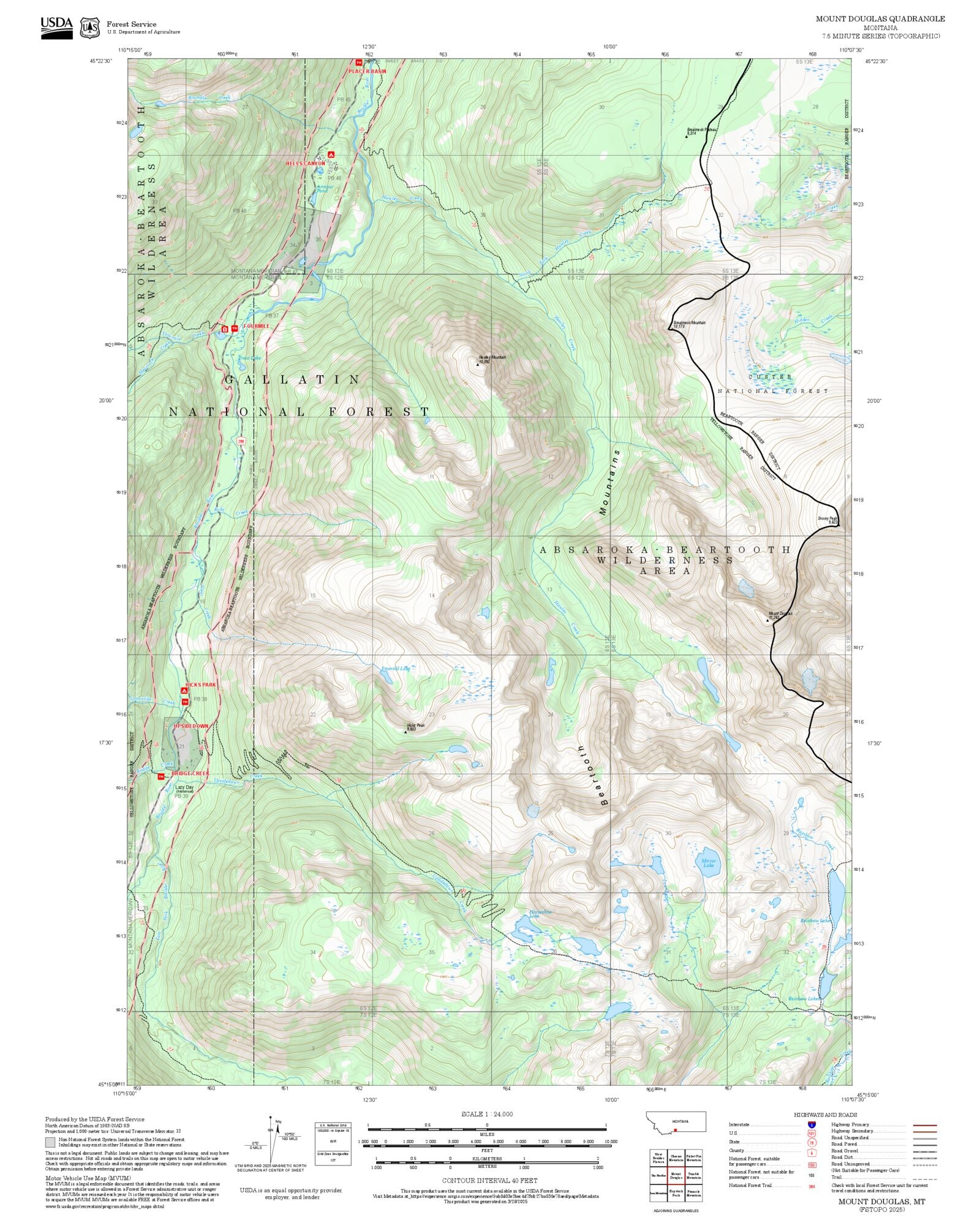 2025 Forest Service Topo Map of Mount Douglas Montana – MyTopo Map Store