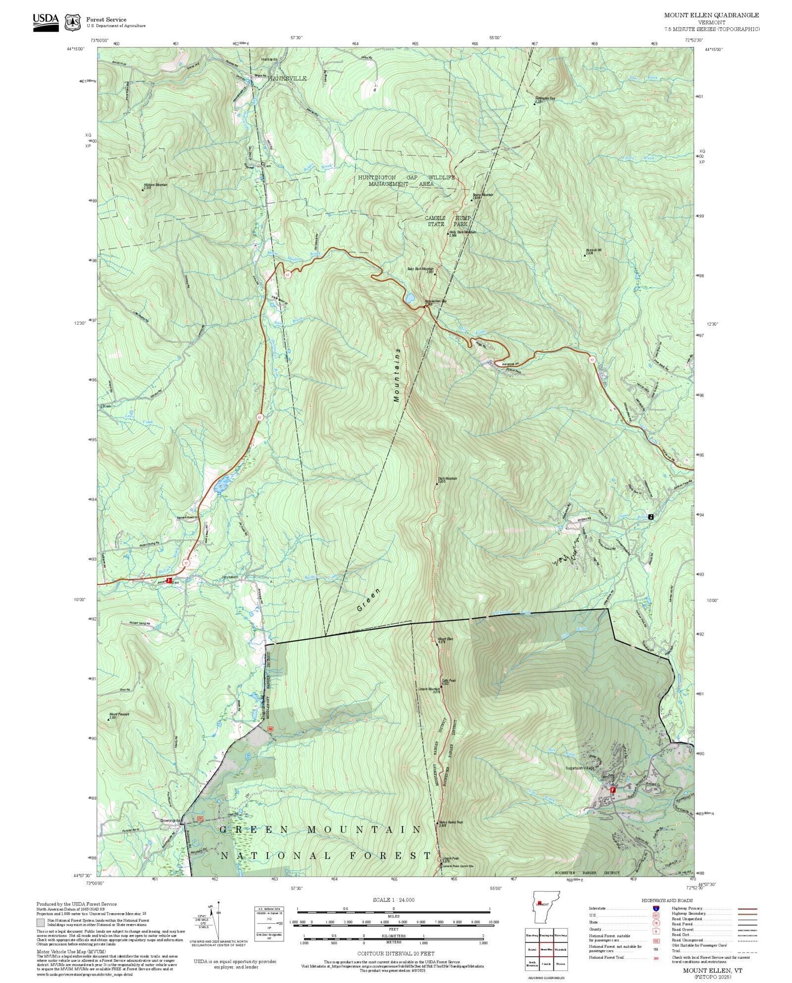 2025 Forest Service Topo Map of Mount Ellen Vermont – MyTopo Map Store