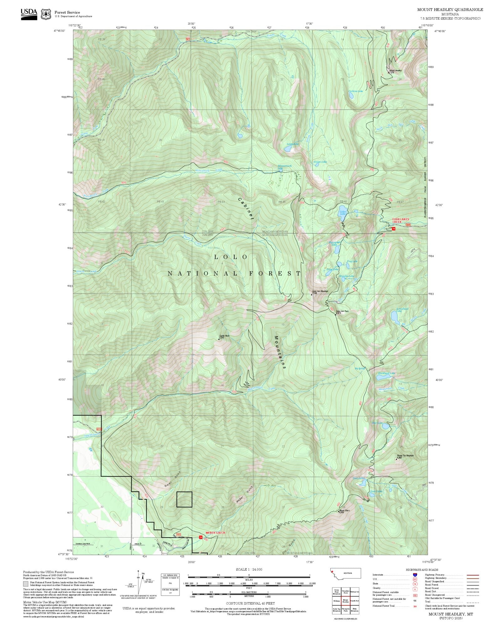 2025 Forest Service Topo Map of Mount Headley Montana – MyTopo Map Store