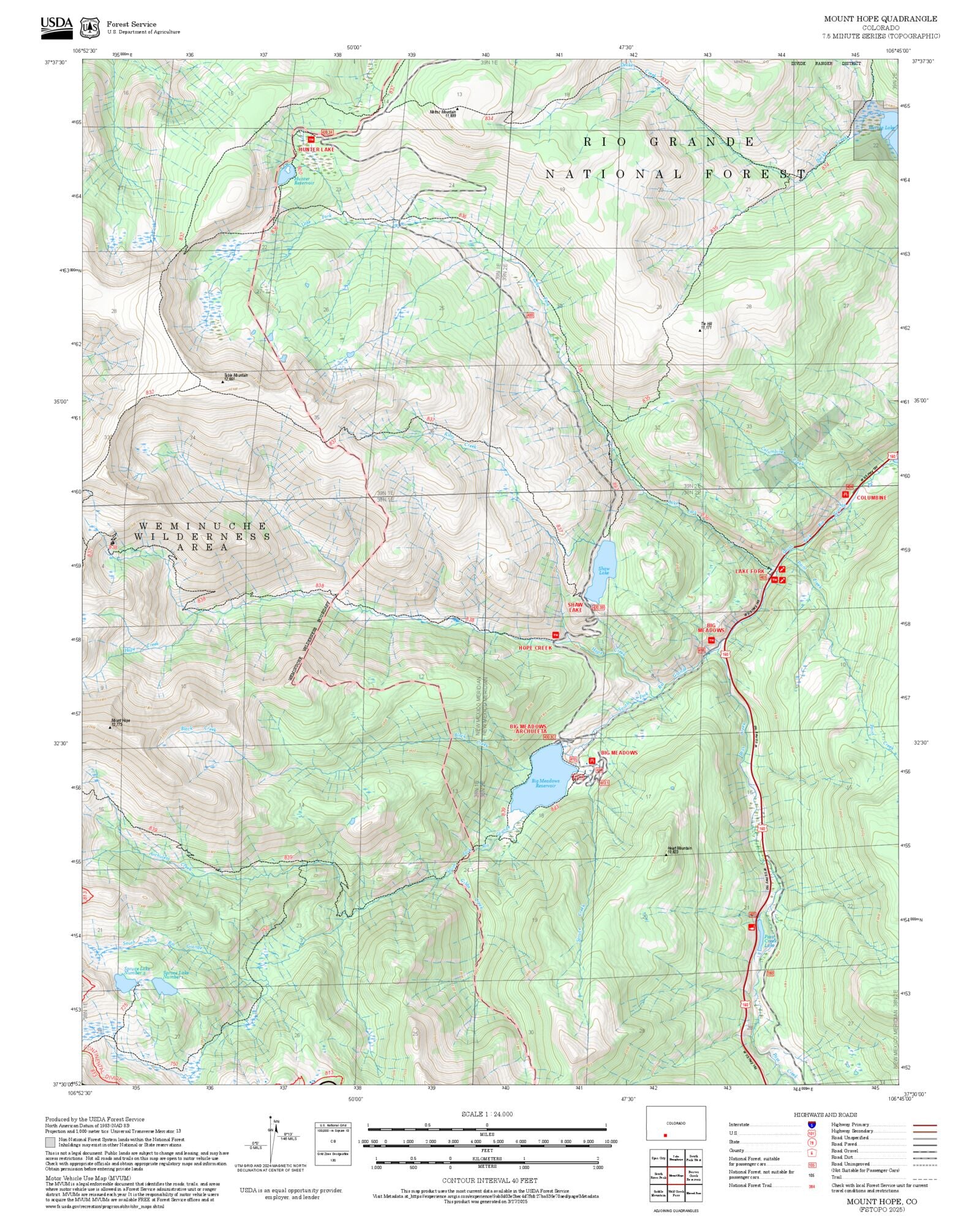 2025 Forest Service Topo Map of Mount Hope Colorado – MyTopo Map Store