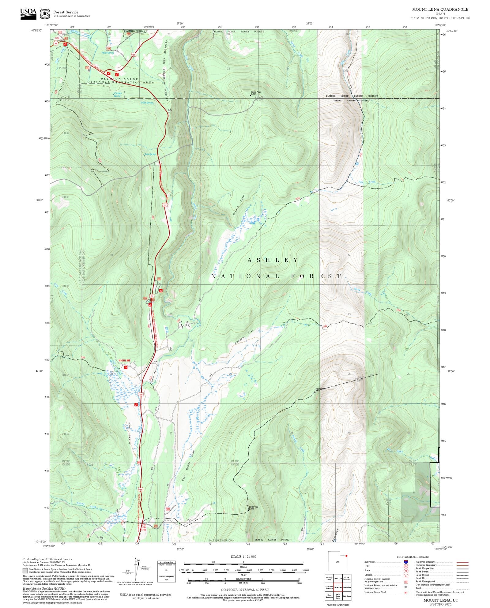 2025 Forest Service Topo Map of Mount Lena Utah – MyTopo Map Store