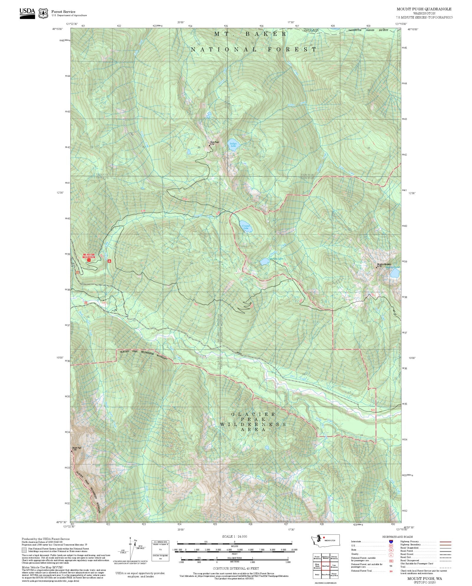 2025 Forest Service Topo Map of Mount Pugh Washington – MyTopo Map Store