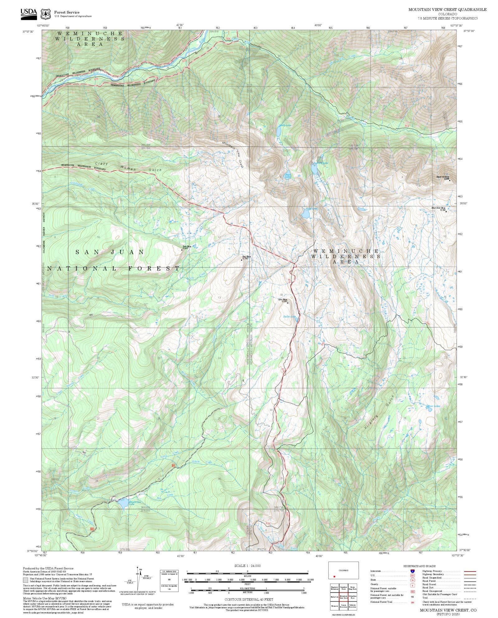 2025 Forest Service Topo Map of Mountain View Crest Colorado – MyTopo ...