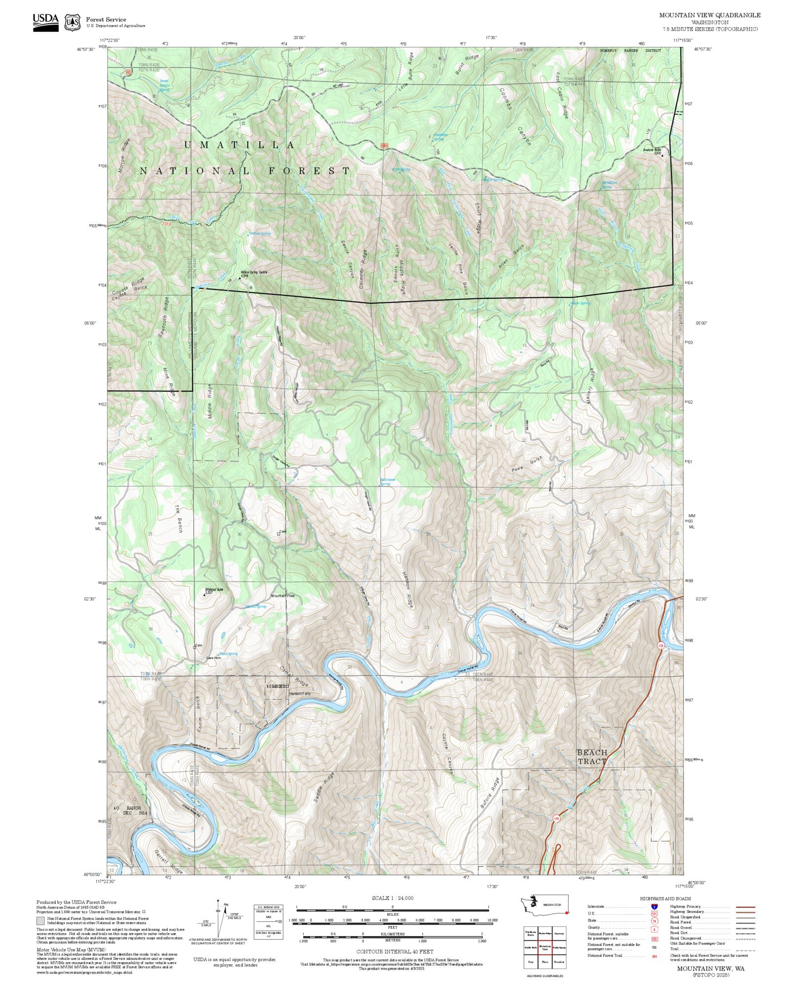2025 Forest Service Topo Map of Mountain View Washington – MyTopo Map Store