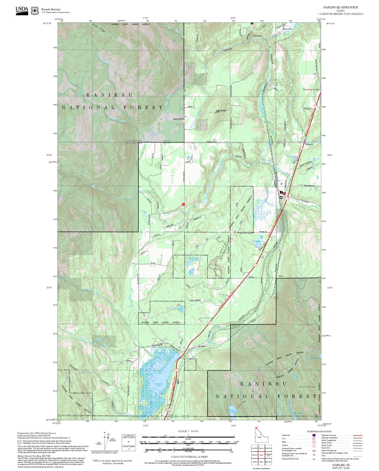 2025 Forest Service Topo Map of Naples Idaho – MyTopo Map Store