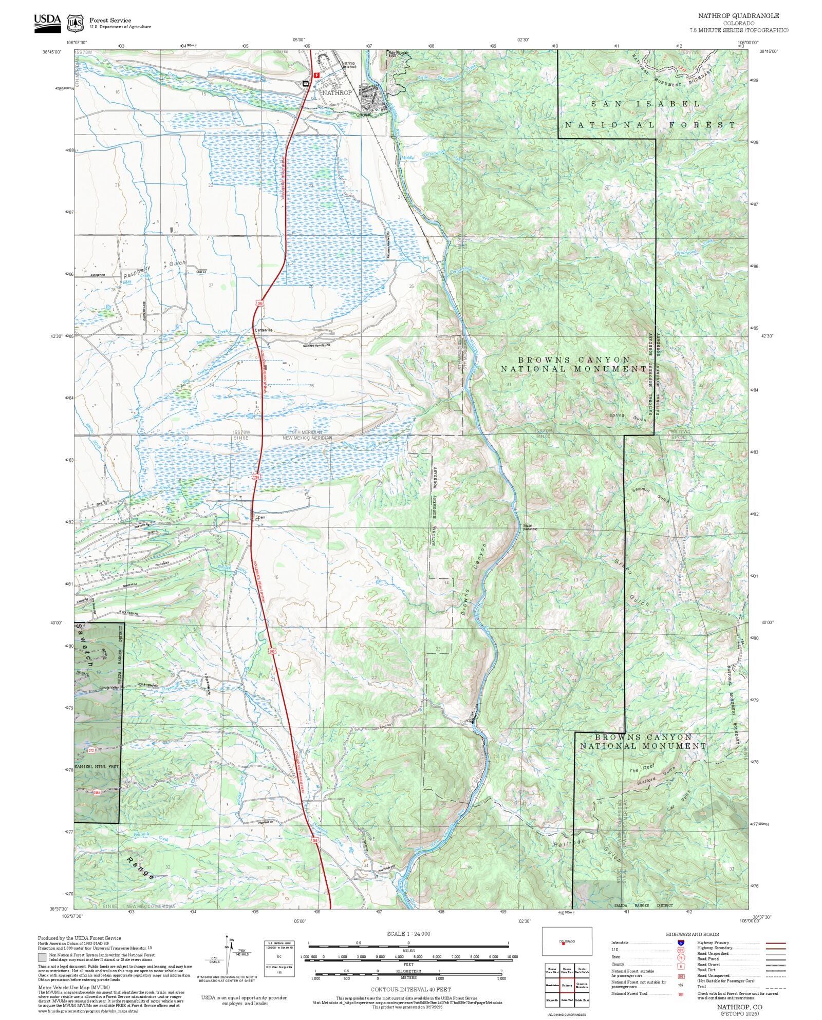 2025 Forest Service Topo Map of Nathrop Colorado – MyTopo Map Store