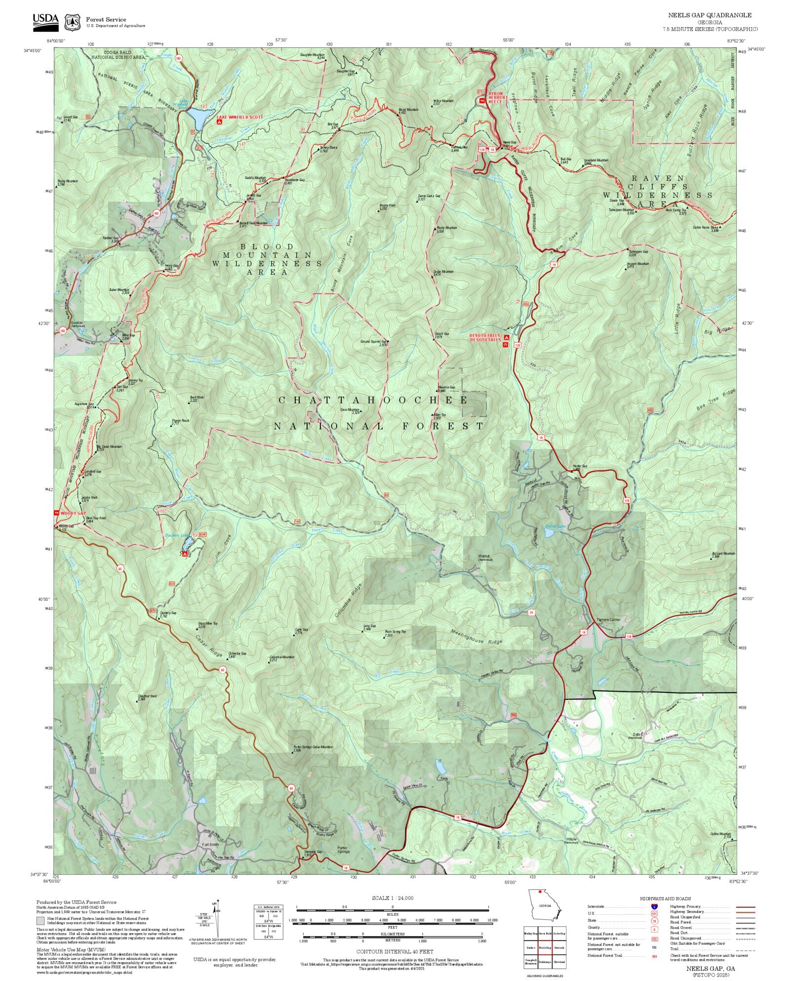 2025 Forest Service Topo Map of Neels Gap Georgia – MyTopo Map Store