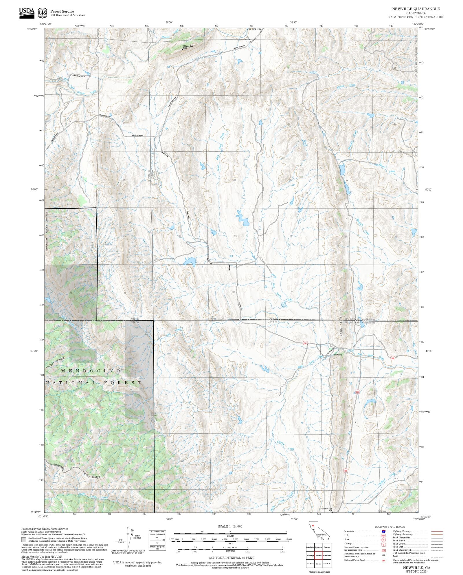 2025 Forest Service Topo Map of Newville California – MyTopo Map Store