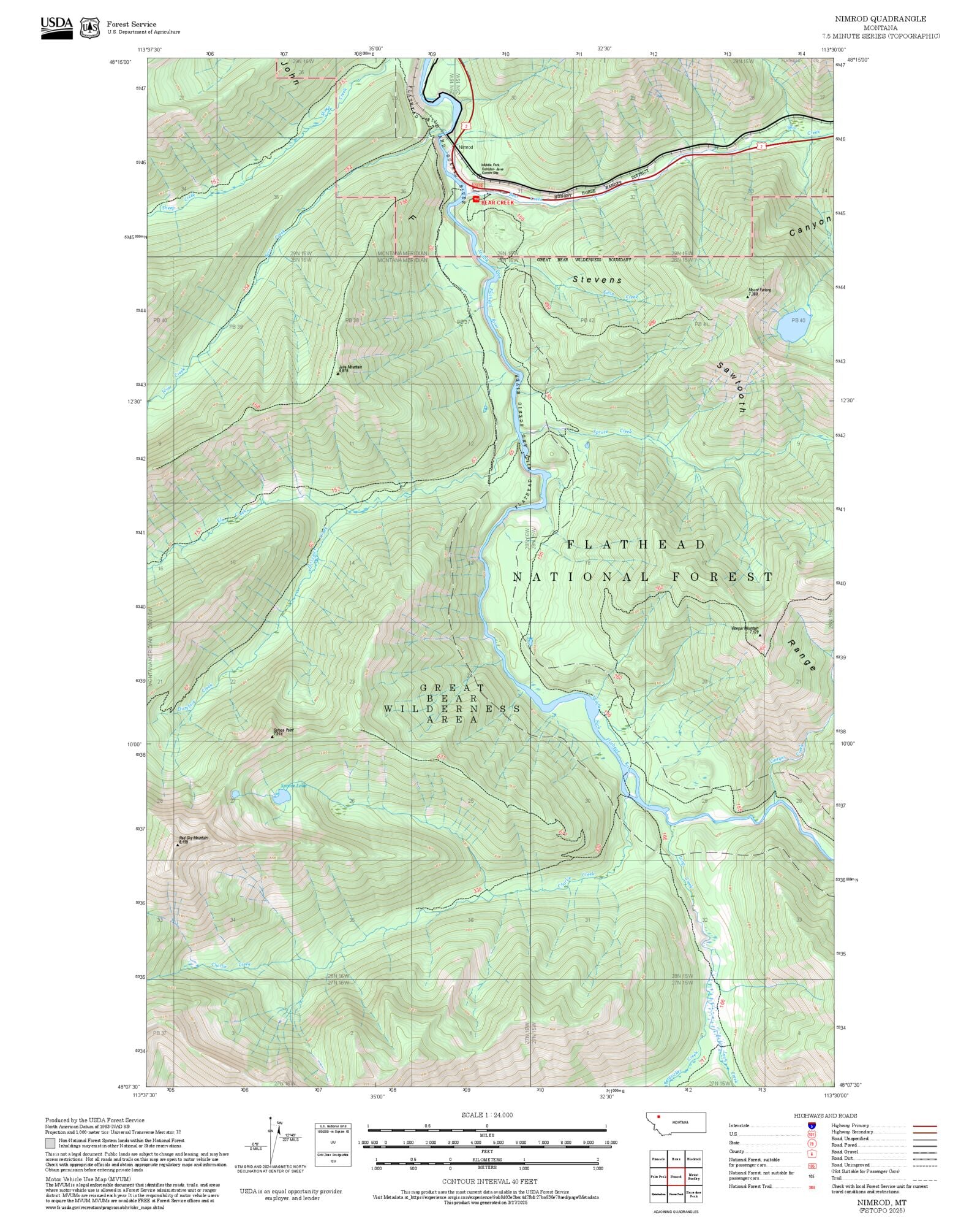 2025 Forest Service Topo Map of Nimrod Montana – MyTopo Map Store