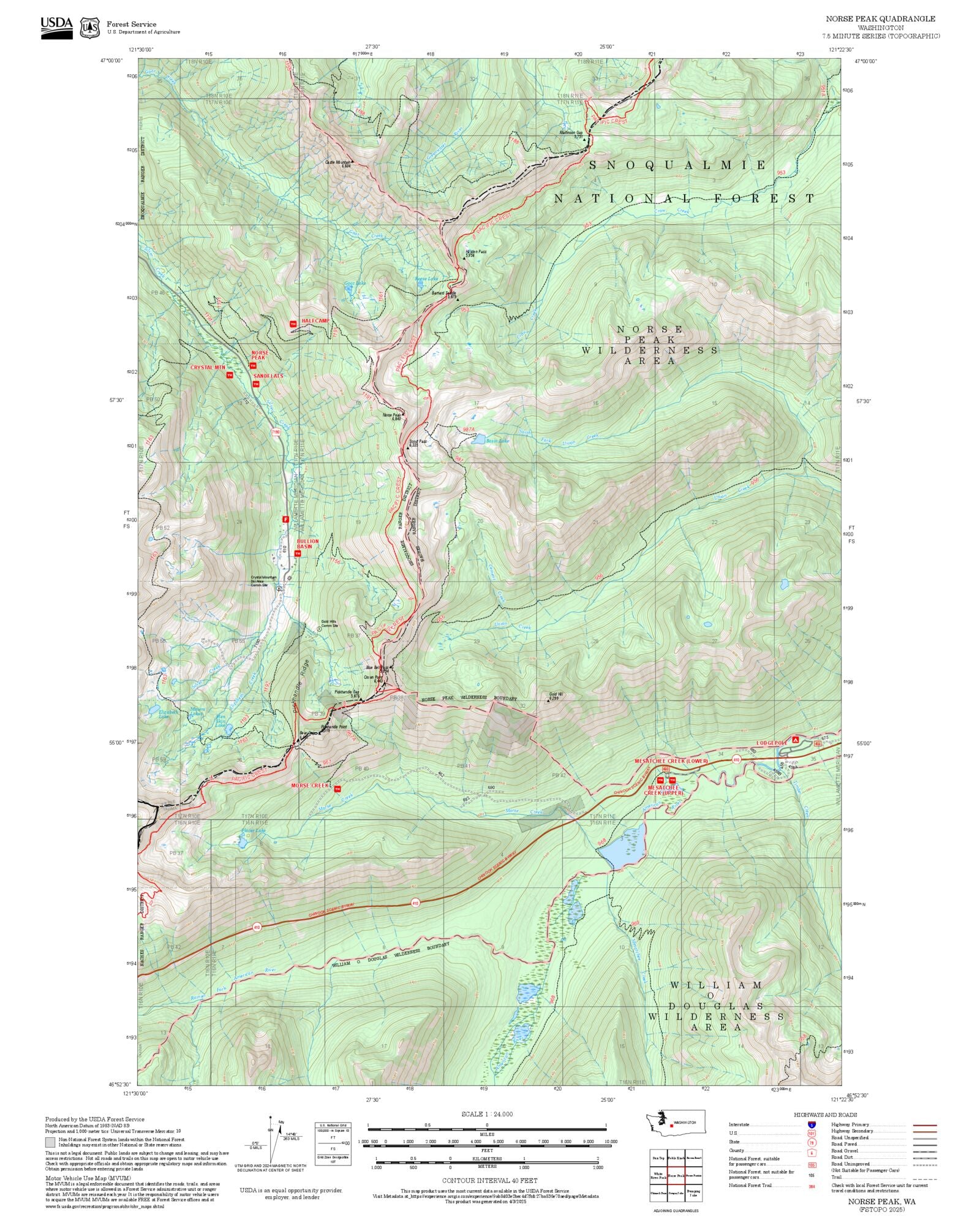 2025 Forest Service Topo Map of Norse Peak Washington – MyTopo Map Store