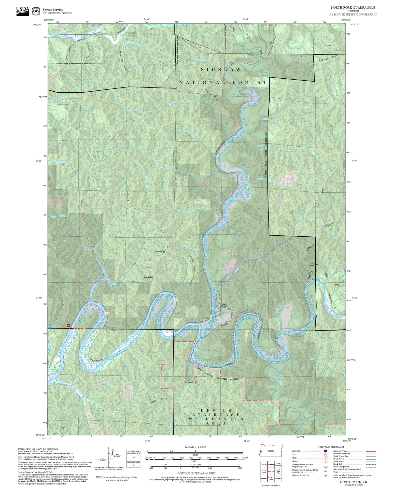 2025 Forest Service Topo Map of North Fork Oregon – MyTopo Map Store