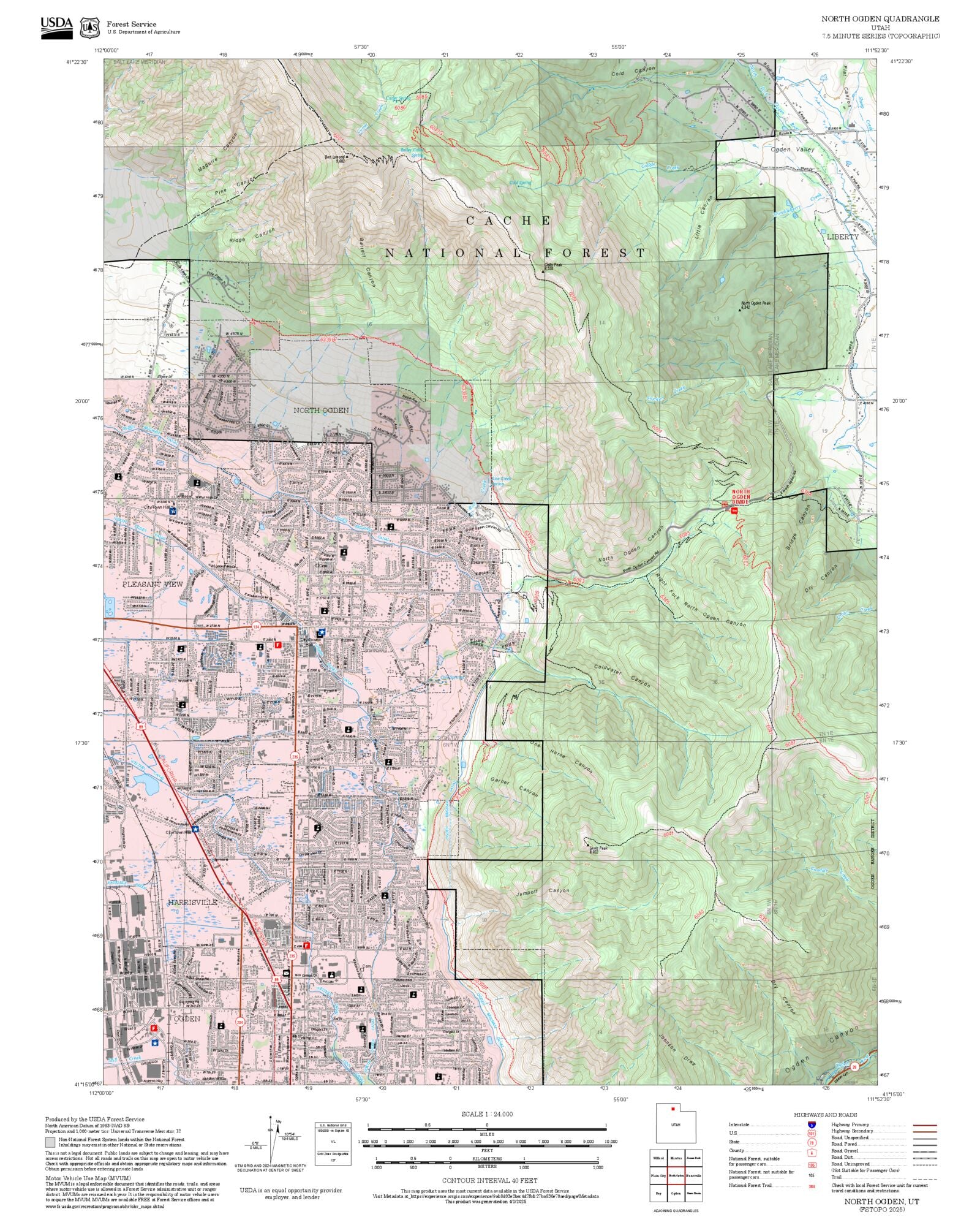 2025 Forest Service Topo Map of North Ogden Utah – MyTopo Map Store