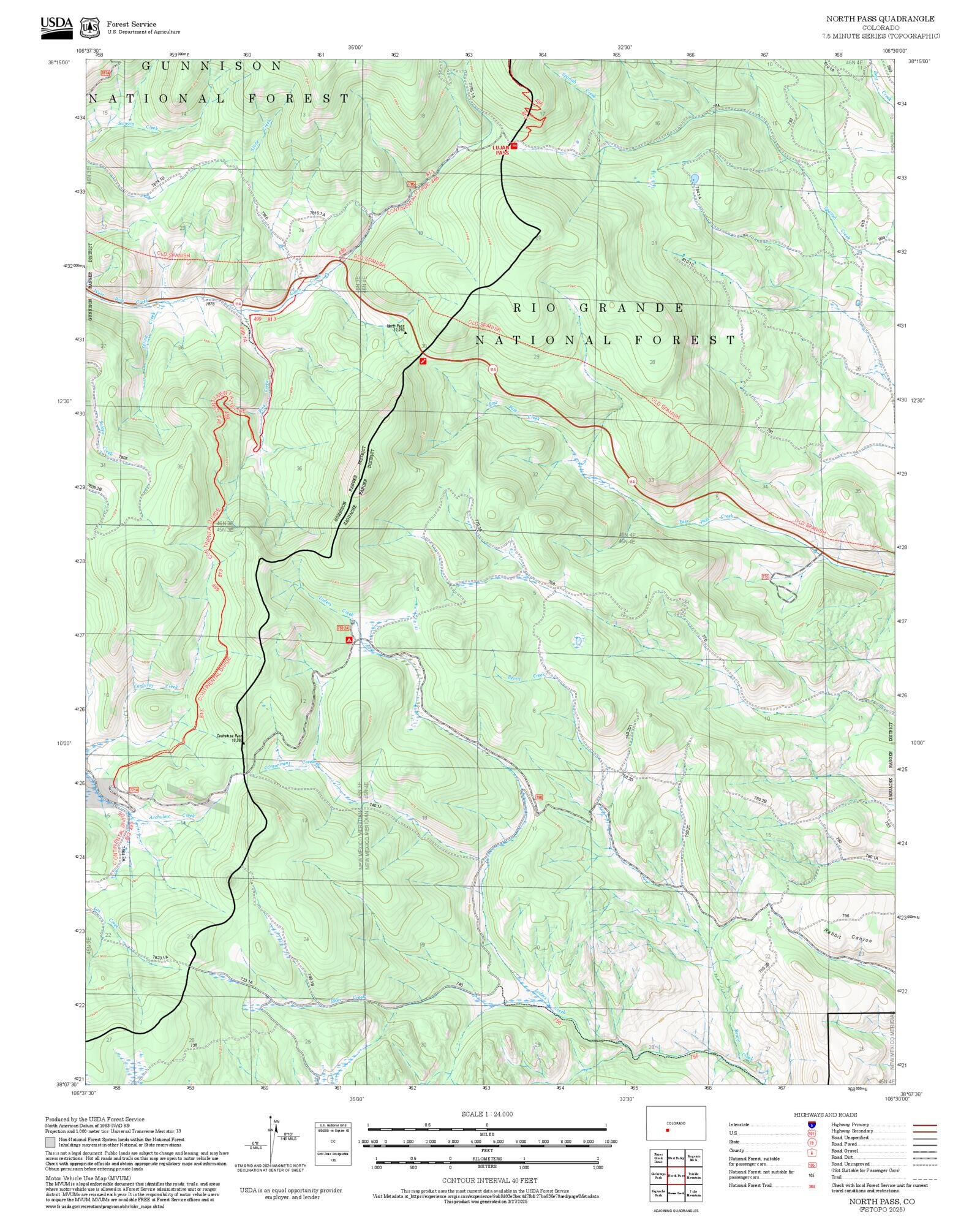 2025 Forest Service Topo Map of North Pass Colorado – MyTopo Map Store