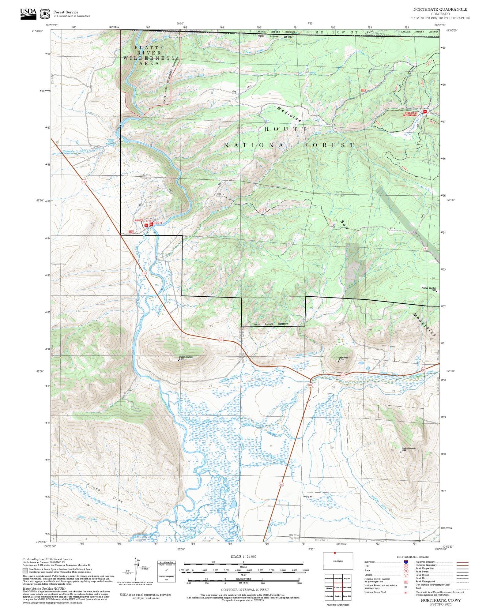 2025 Forest Service Topo Map of Northgate Colorado – MyTopo Map Store