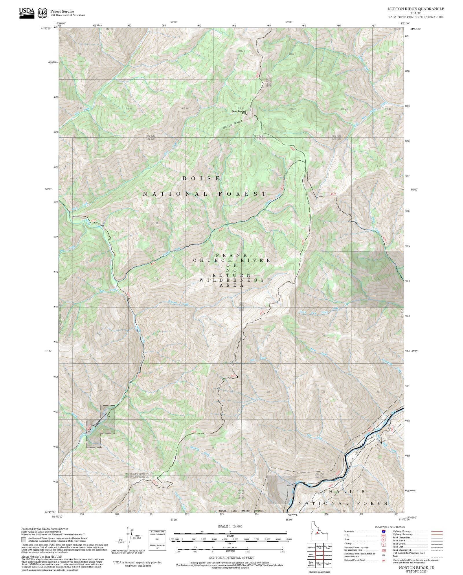 2025 Forest Service Topo Map of Norton Ridge Idaho – MyTopo Map Store