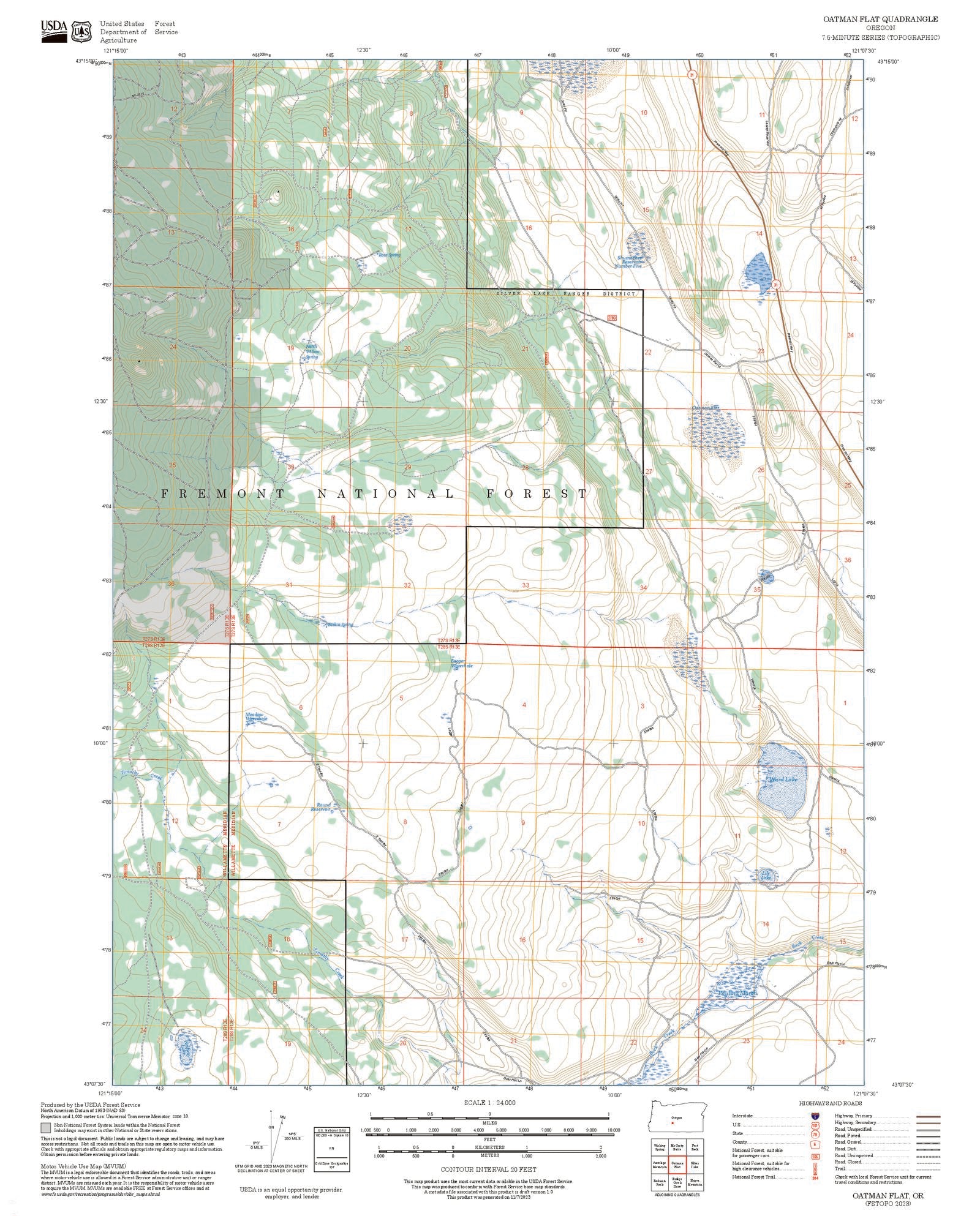 2025 Forest Service Topo Map of Oatman Flat Oregon – MyTopo Map Store