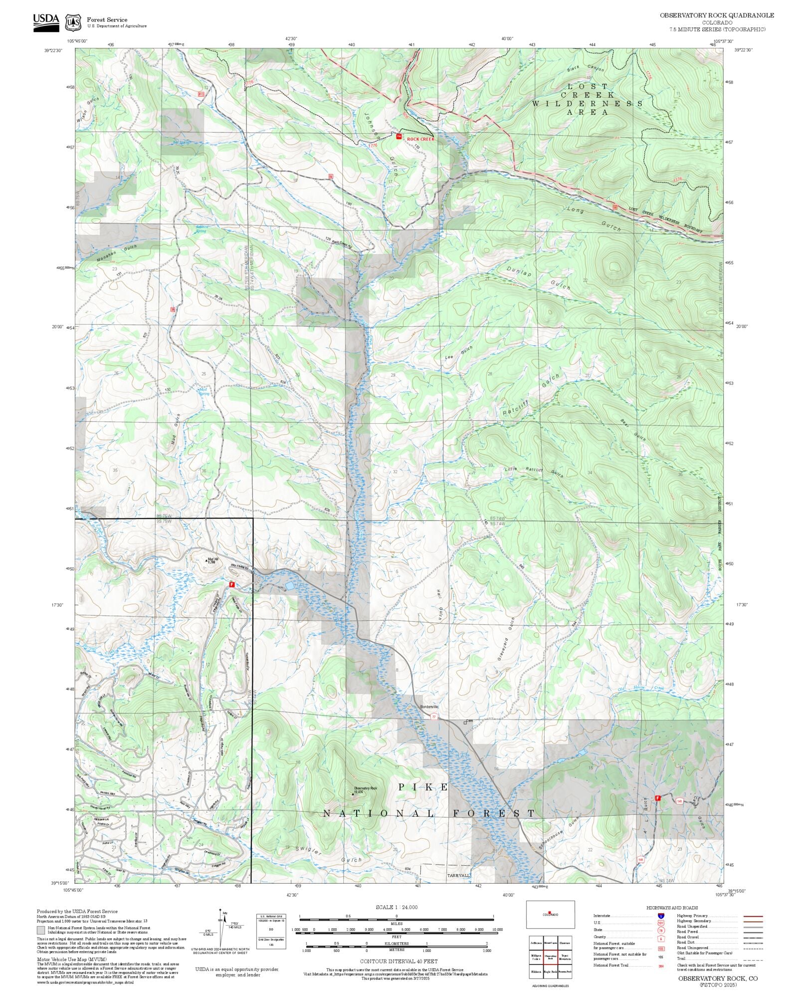 2025 Forest Service Topo Map of Observatory Rock Colorado – MyTopo Map ...