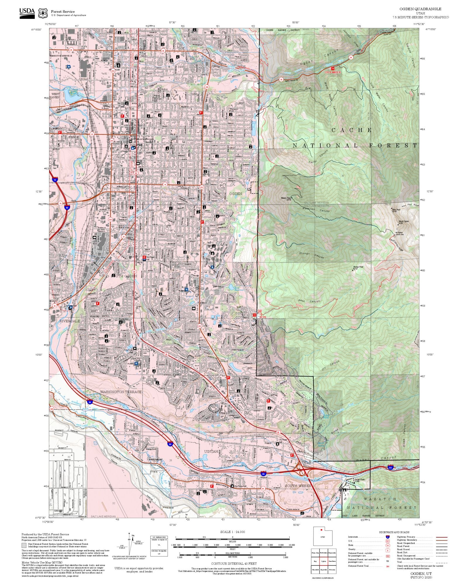 2025 Forest Service Topo Map of Ogden Utah – MyTopo Map Store