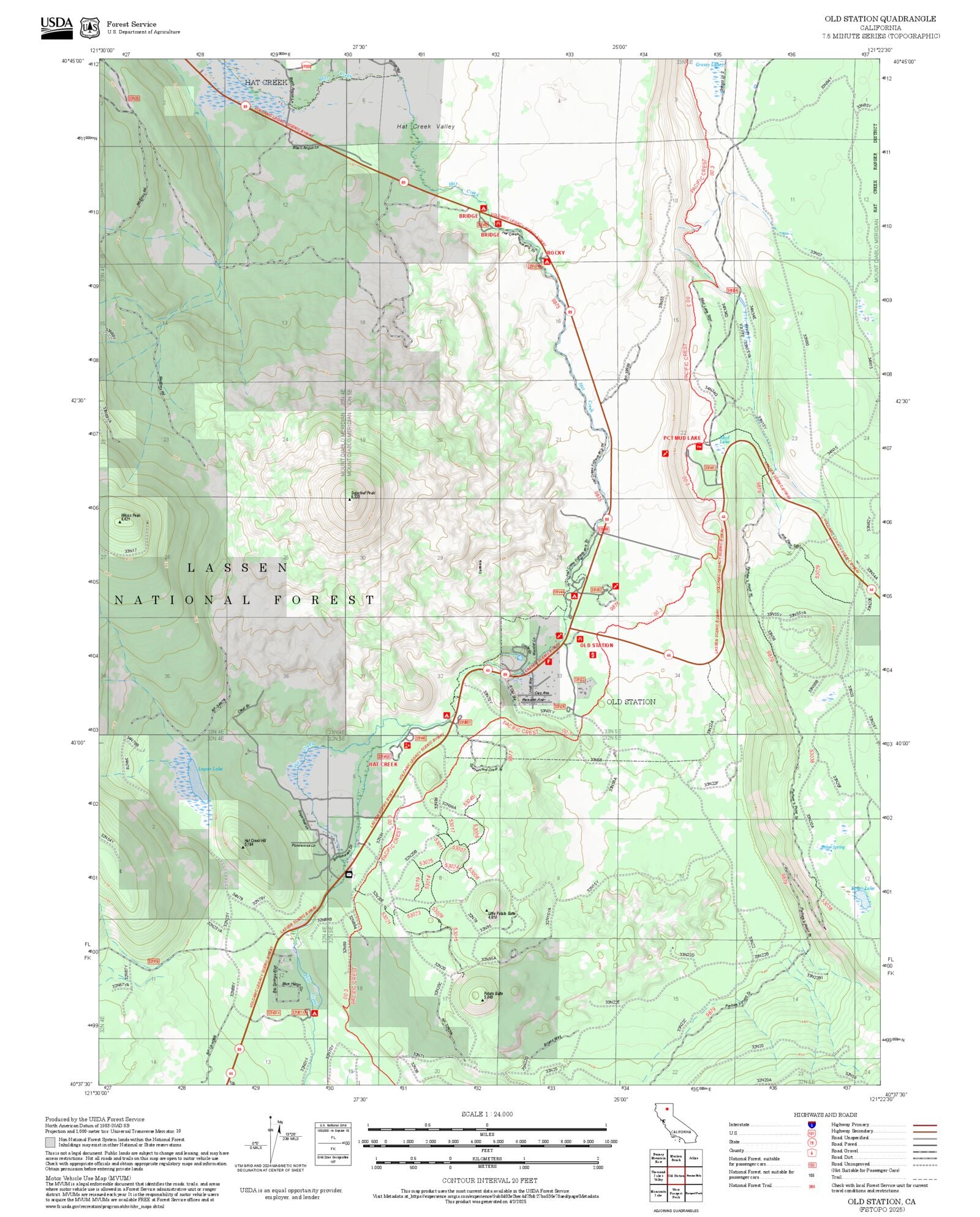 2025 Forest Service Topo Map of Old Station California – MyTopo Map Store