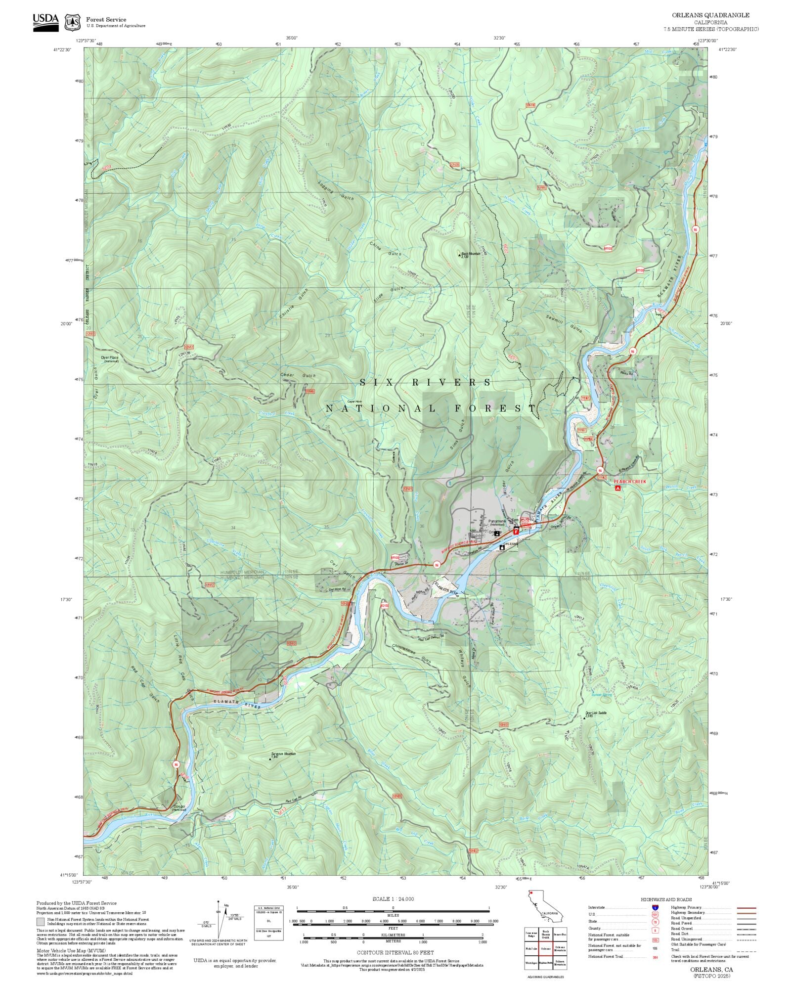 2025 Forest Service Topo Map of Orleans California – MyTopo Map Store