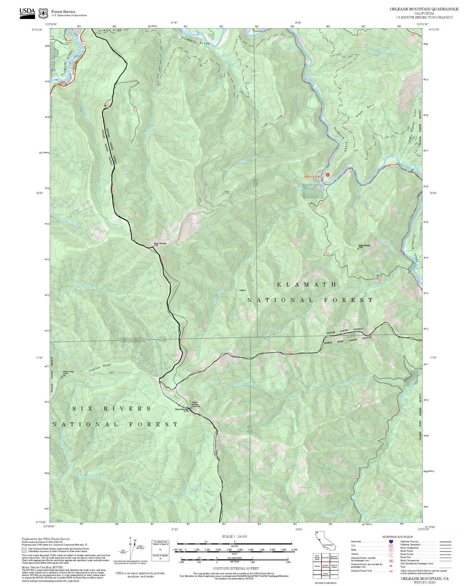 2025 Forest Service Topo Map of Orleans Mountain California – MyTopo ...