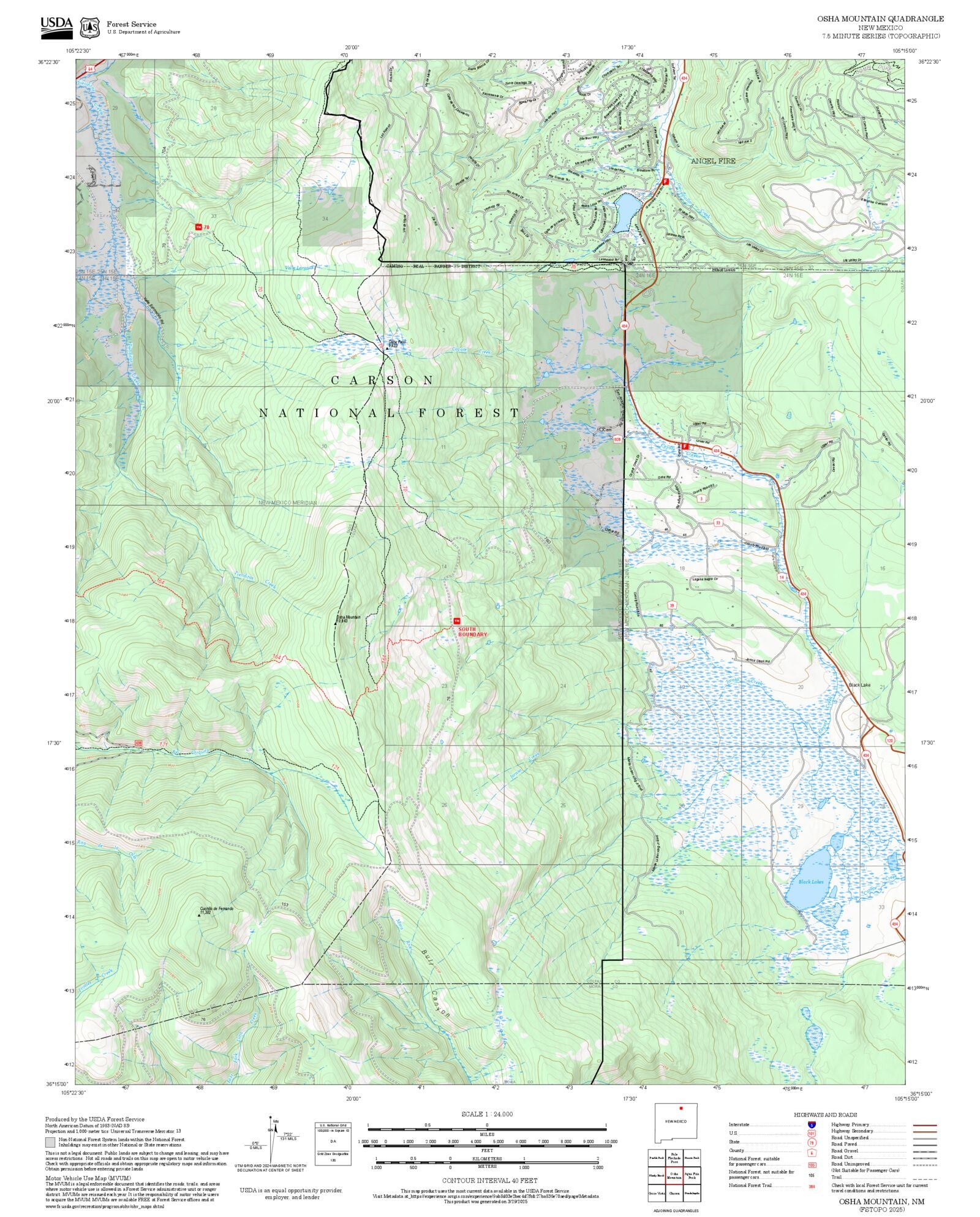 2025 Forest Service Topo Map of Osha Mountain New Mexico – MyTopo Map Store